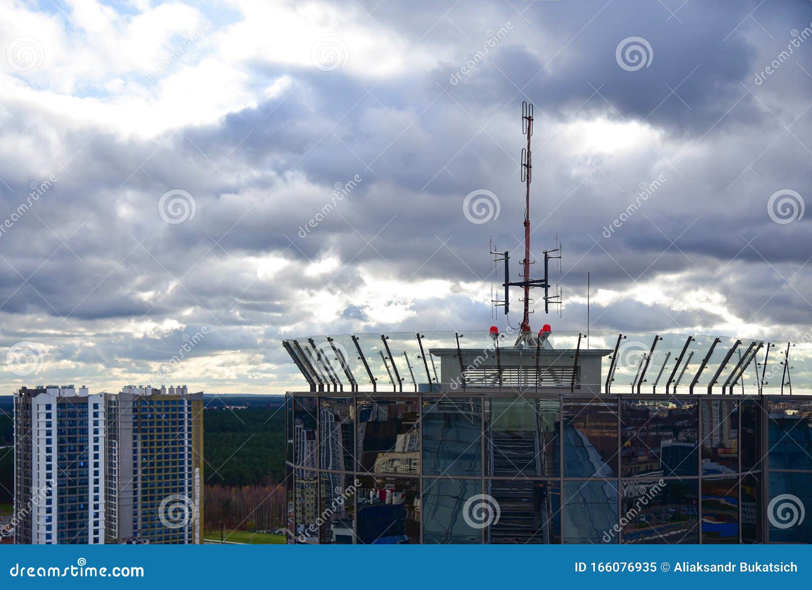 Telecommunication Antenna on the Roof of a Building Tower Stock Image ...