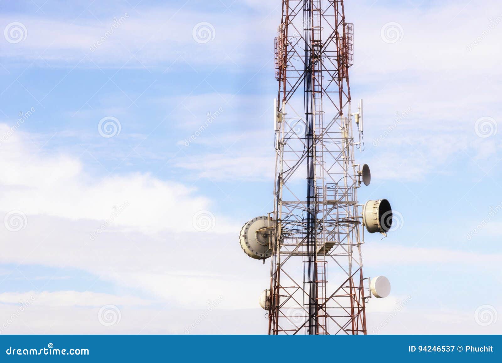 Telecommunication or Antenna Tower Building Stock Image - Image of ...