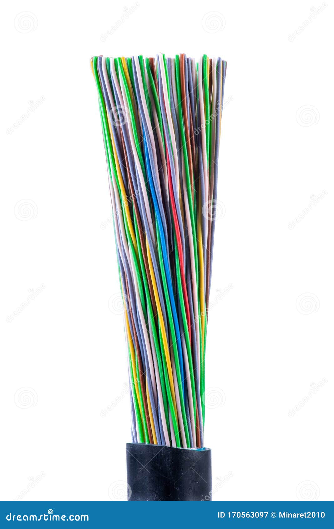 Telecommunication Cable Isolated on White Stock Image - Image of brass ...