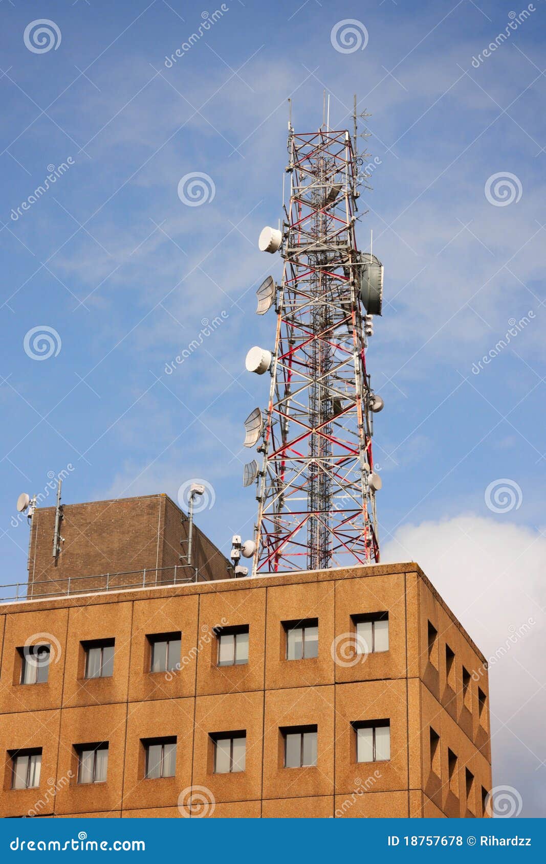 Telecommunication Center with Tower Stock Photo - Image of repeater ...