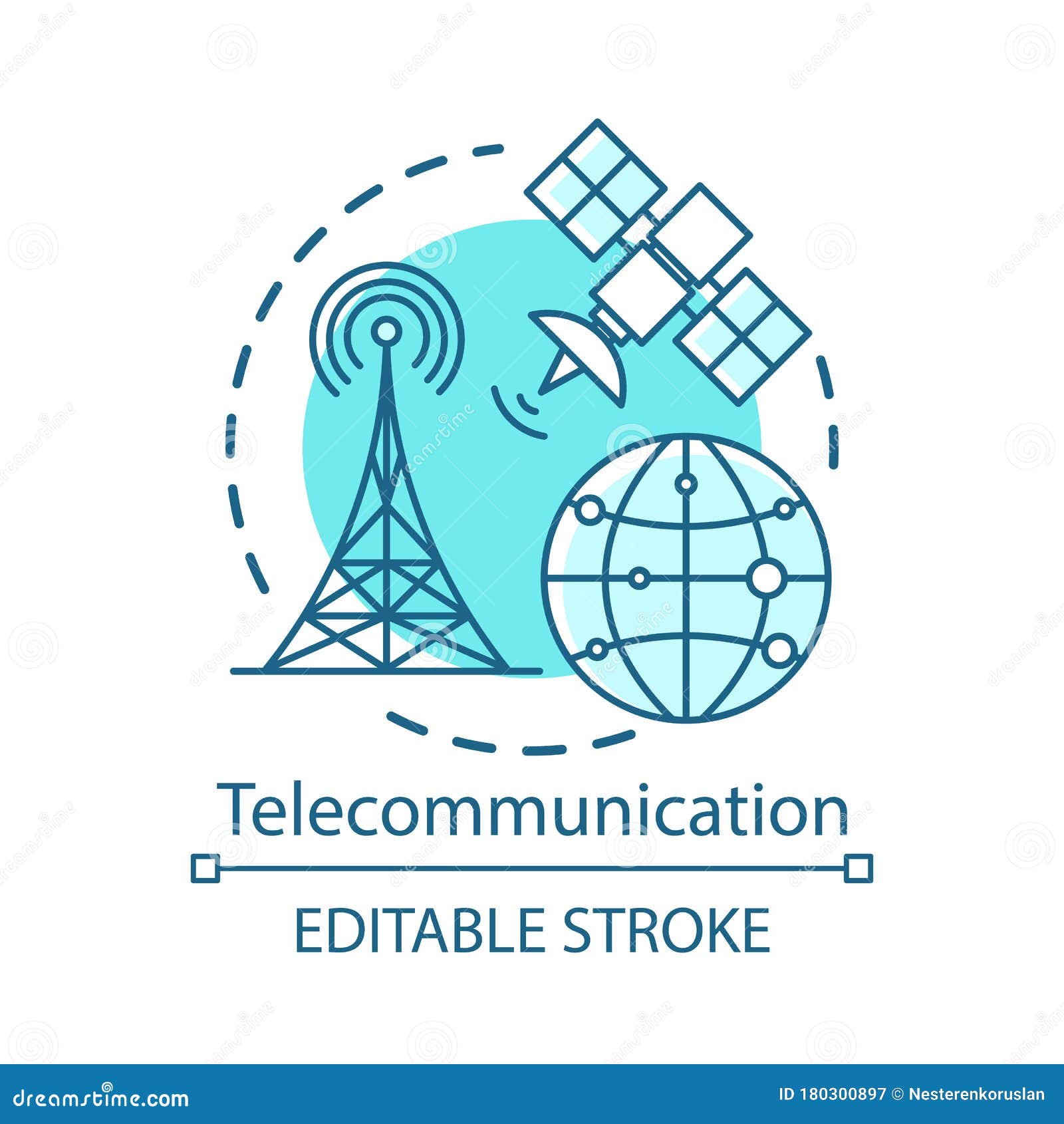 Telecommunication Concept Icon. Overall Wireless Network. Satellite ...