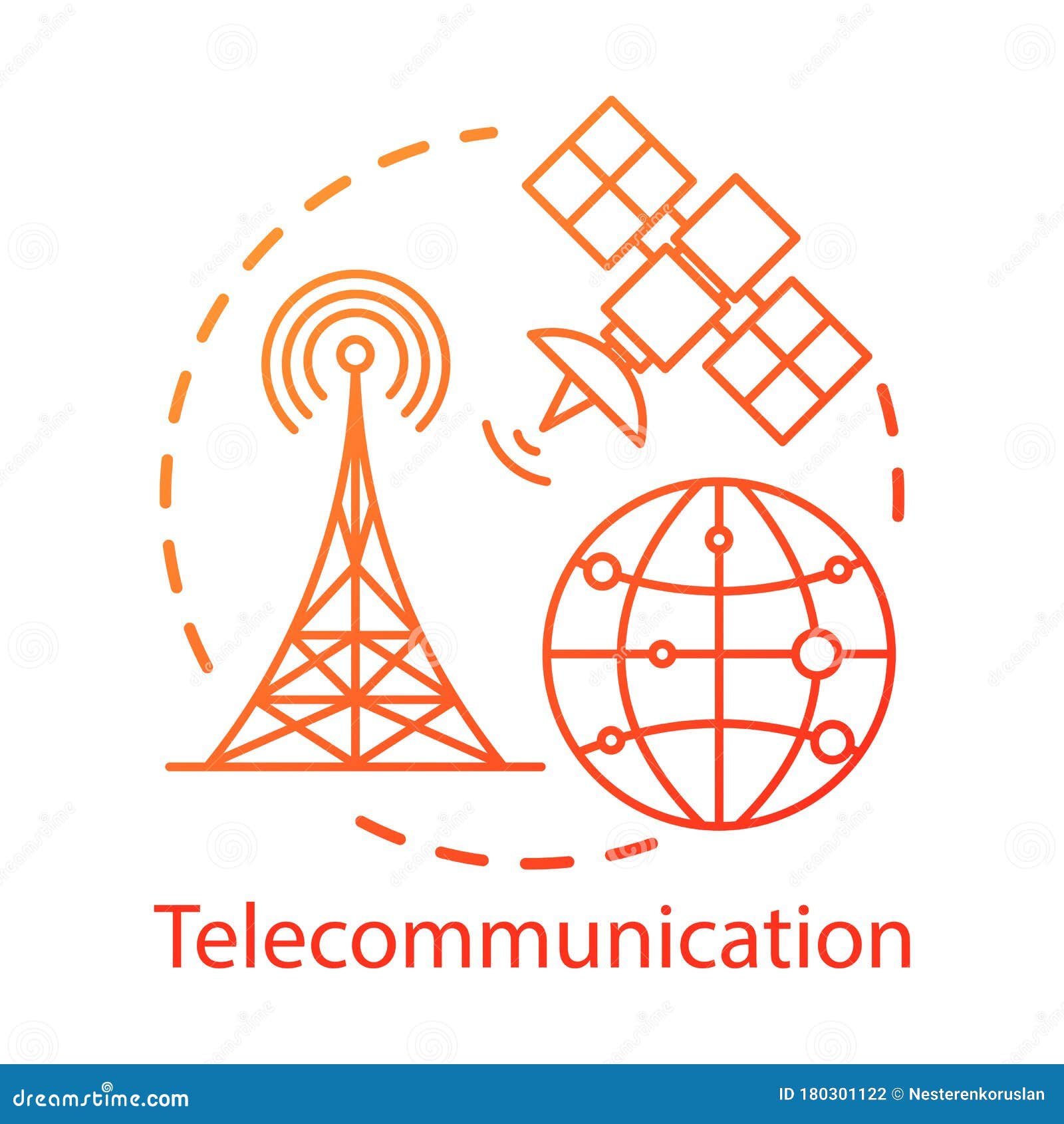 Telecommunication Concept Icon. Overall Wireless Network. Satellite ...