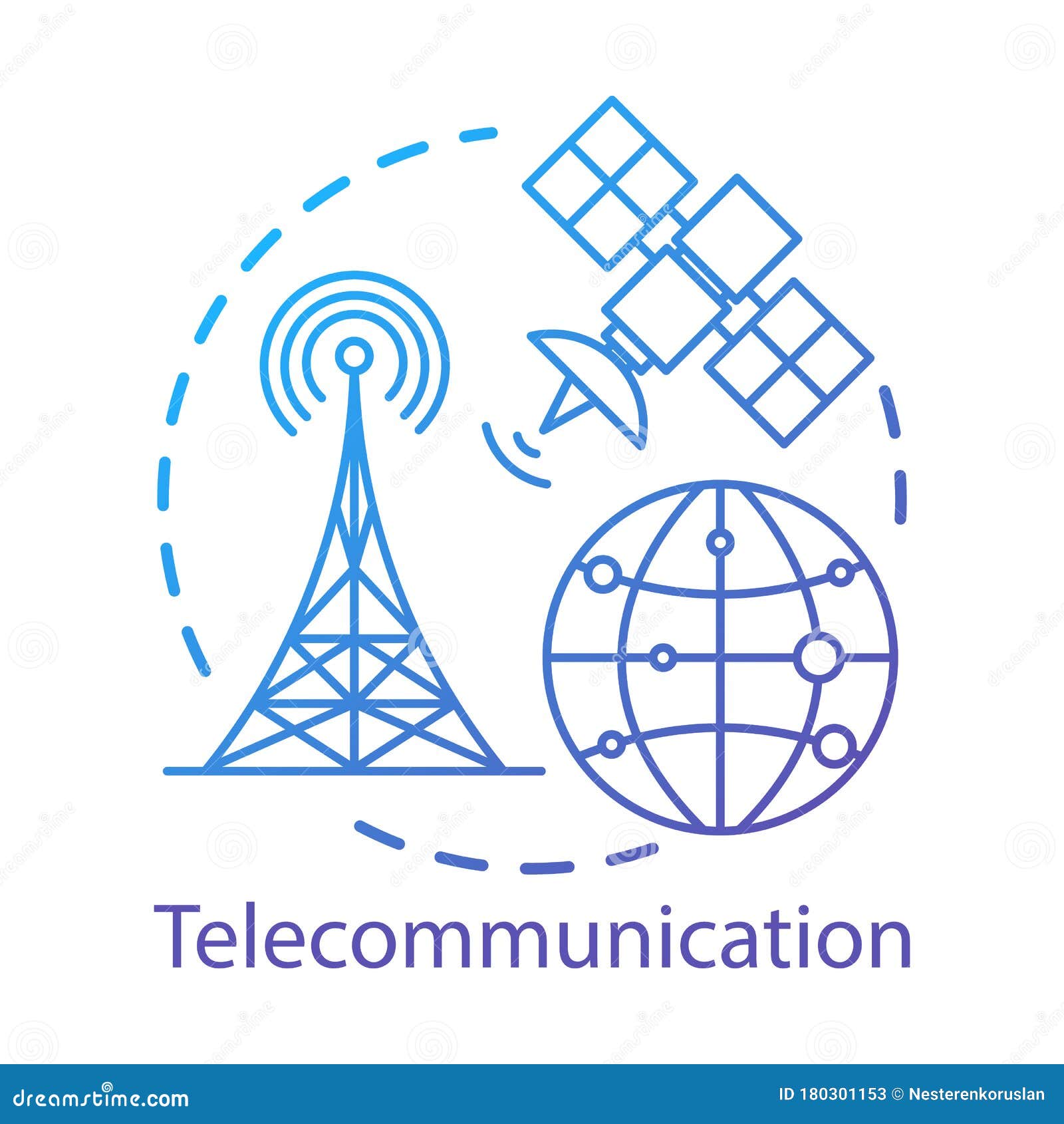 Telecommunication Concept Icon. Overall Wireless Network. Satellite ...