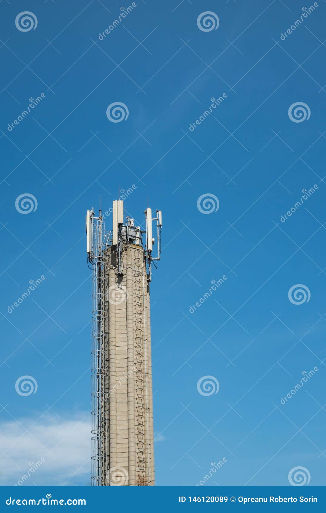 Telecommunication Concrete Tower with Antennas Stock Image - Image of ...