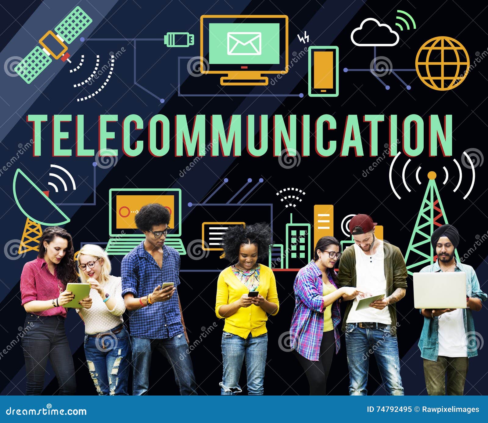 Telecommunication Connection Links Networking Concept Stock Image ...