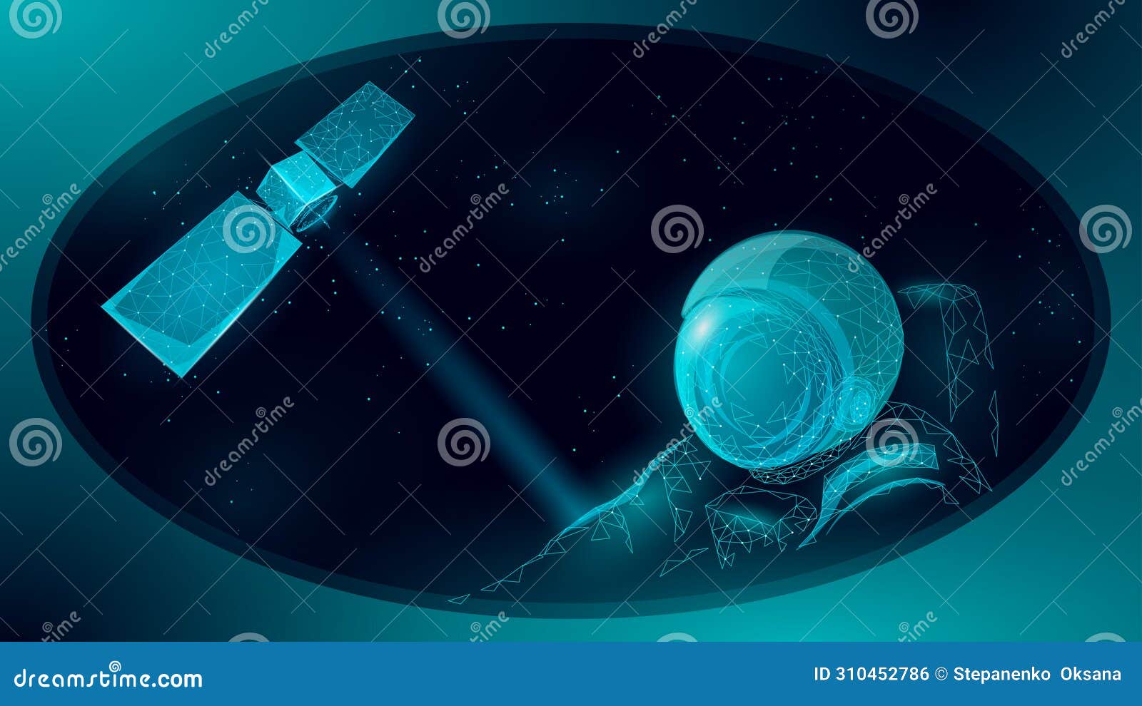 Telecommunication Defense Satellite in Space. Orbital Sputnik Receiver ...