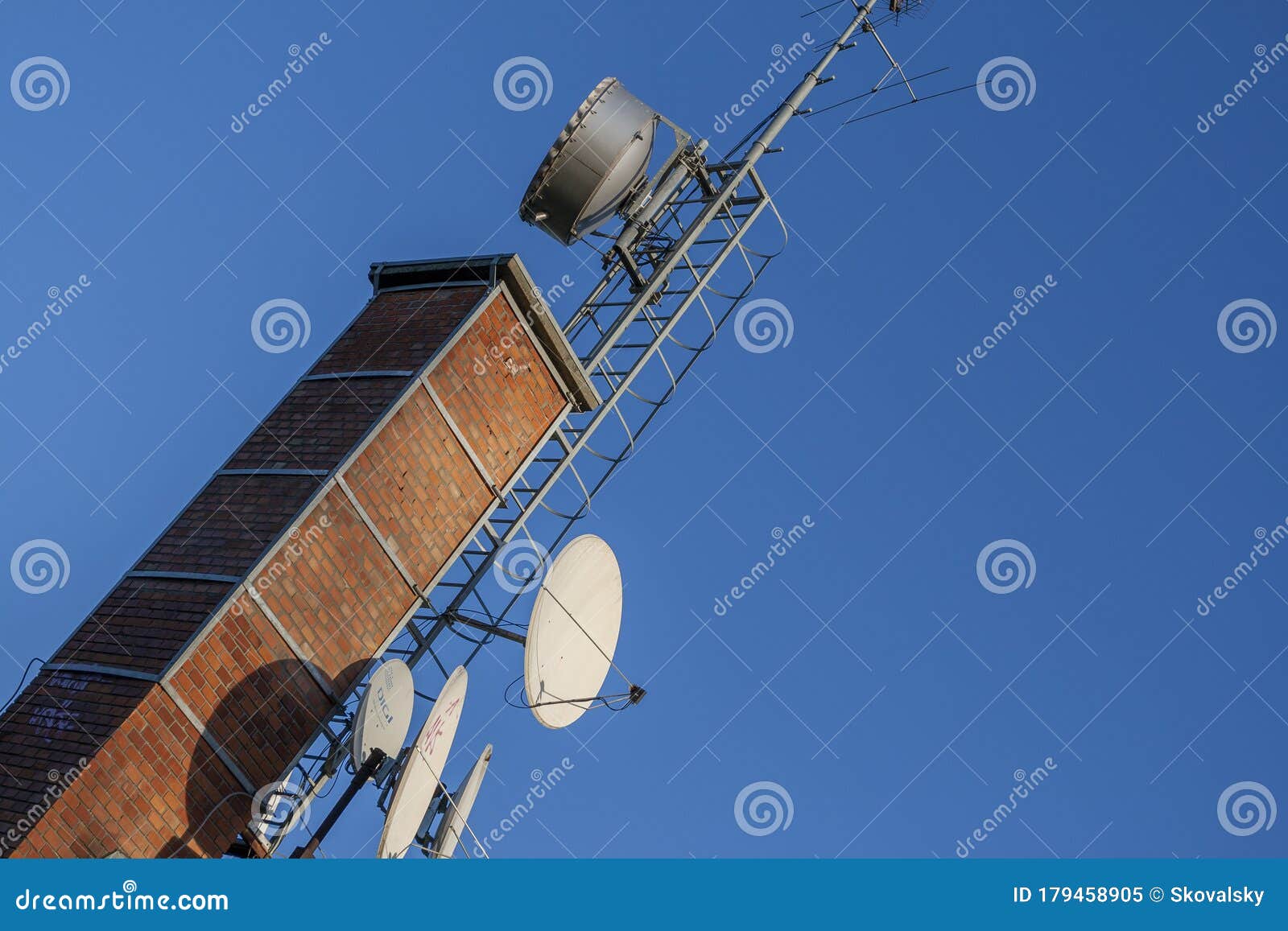 Telecommunication Devices on a Brick Chimney Stock Image - Image of ...