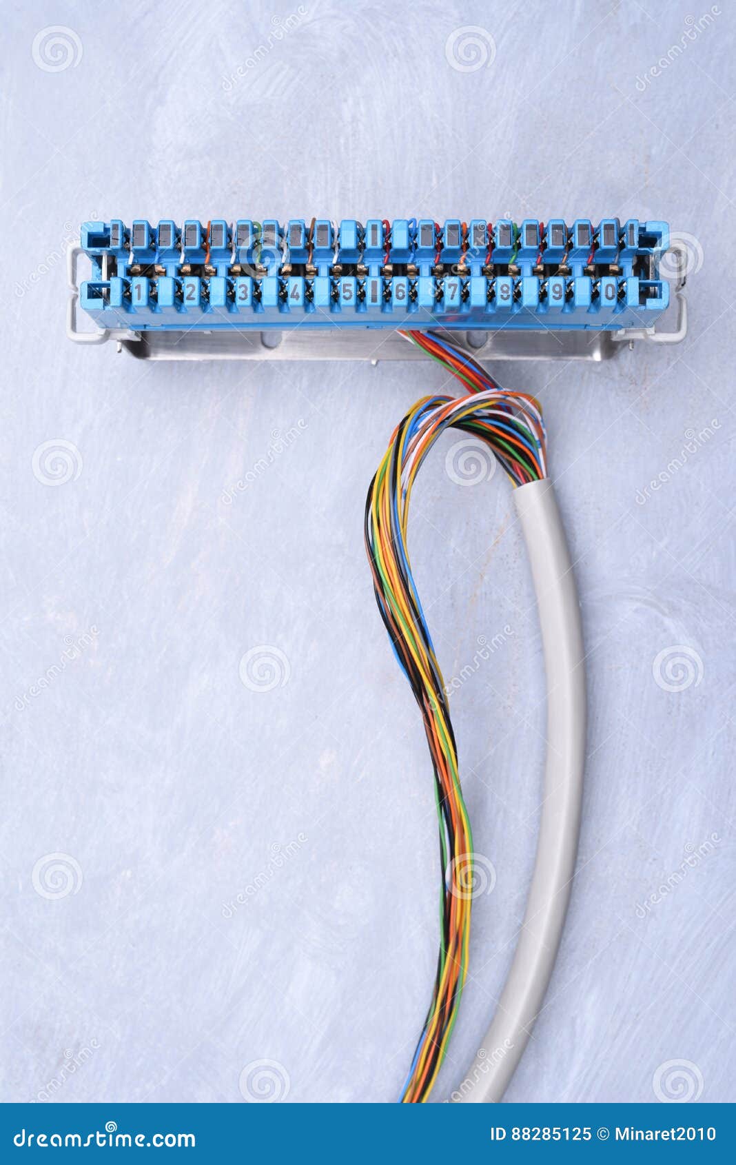 Telecommunication Distribution Frame with Cable, Metal Background Stock ...