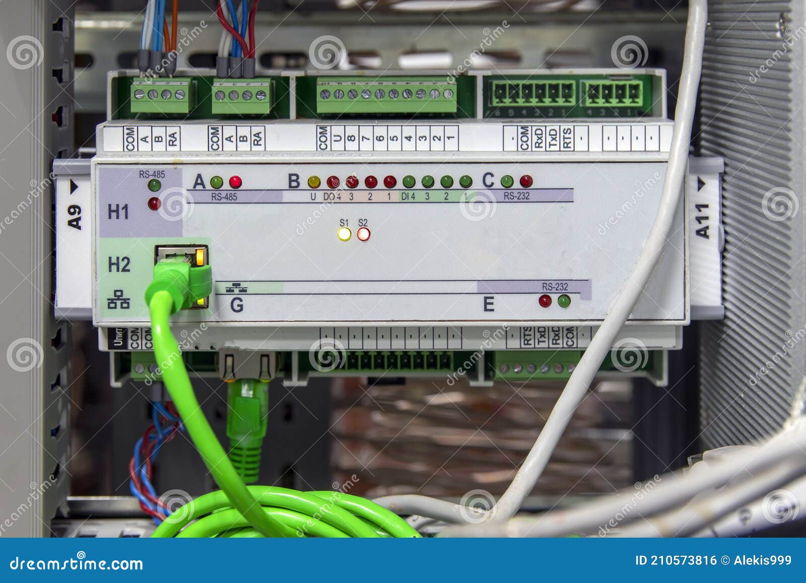 Telecommunication Equipment Close Up. Automatic Control Systems. Close ...