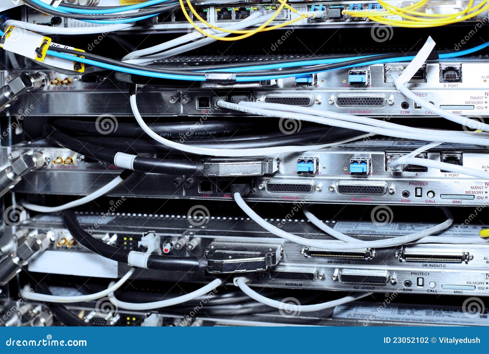 Telecommunication Equipment in a Datacenter. Stock Photo - Image of ...