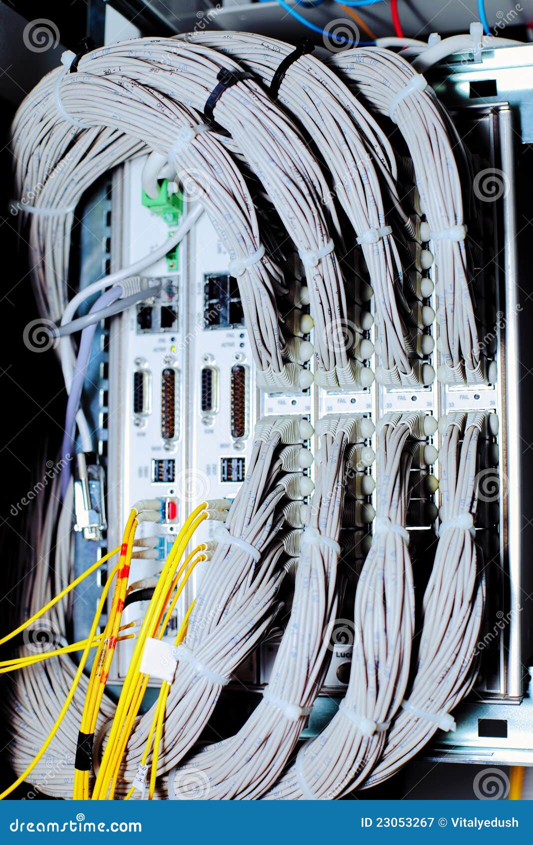 Telecommunication Equipment in a Datacenter. Stock Image - Image of ...