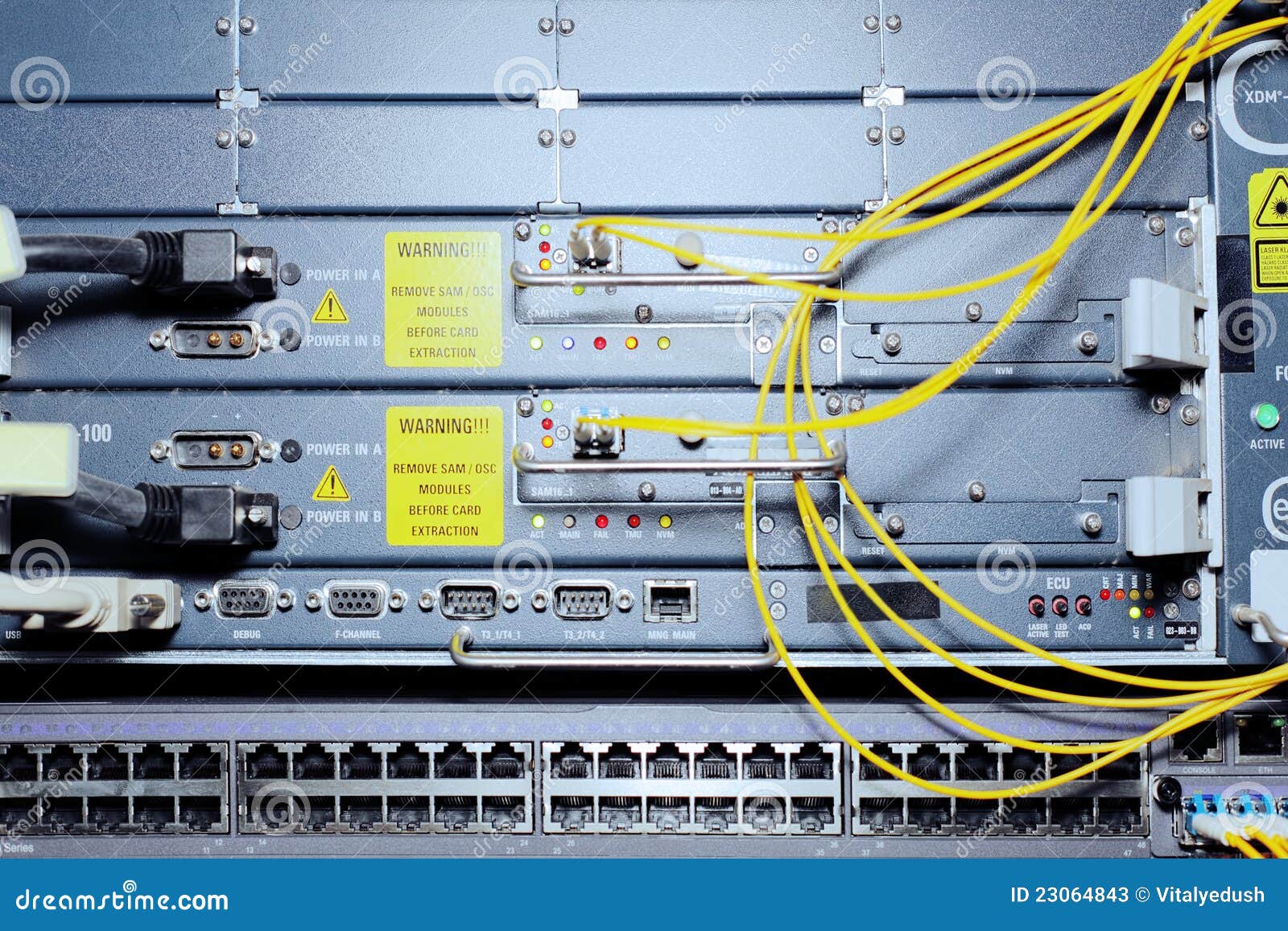 Telecommunication Equipment in a Datacenter. Stock Image - Image of ...
