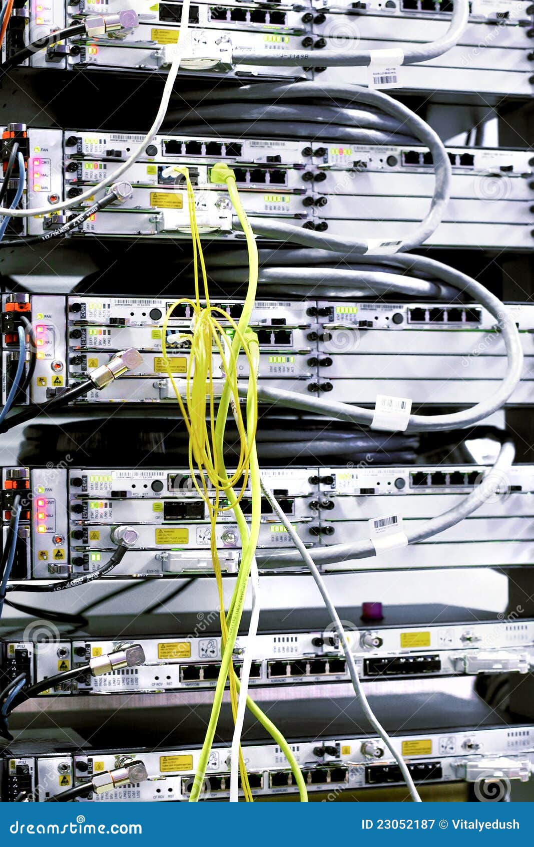 Telecommunication Equipment of Network Cables. Stock Image - Image of ...