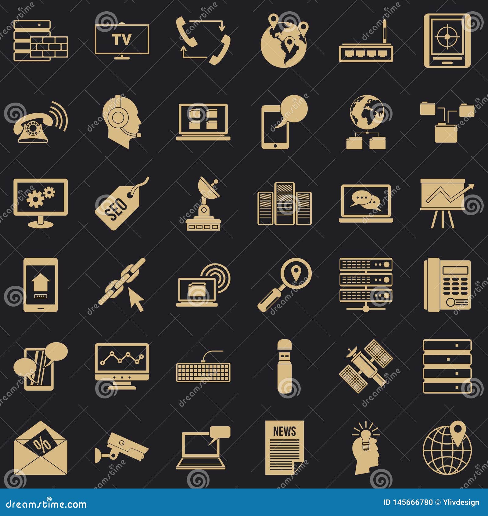 Telecommunication Icons Set, Simple Style Stock Vector - Illustration ...