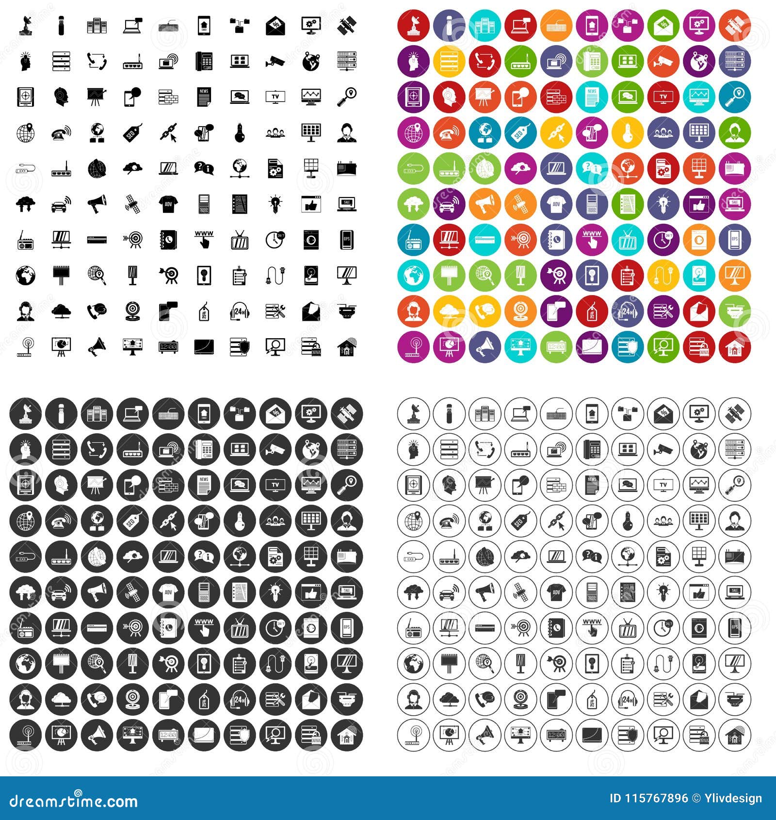 100 Telecommunication Icons Set Vector Variant Stock Vector ...