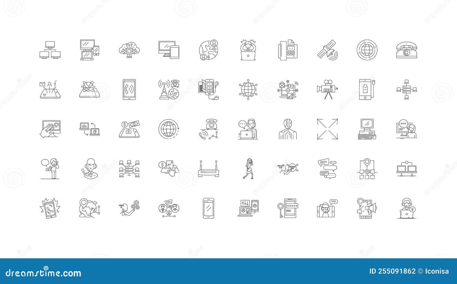 Telecommunication Ideas, Linear Icons, Line Signs Set, Vector ...