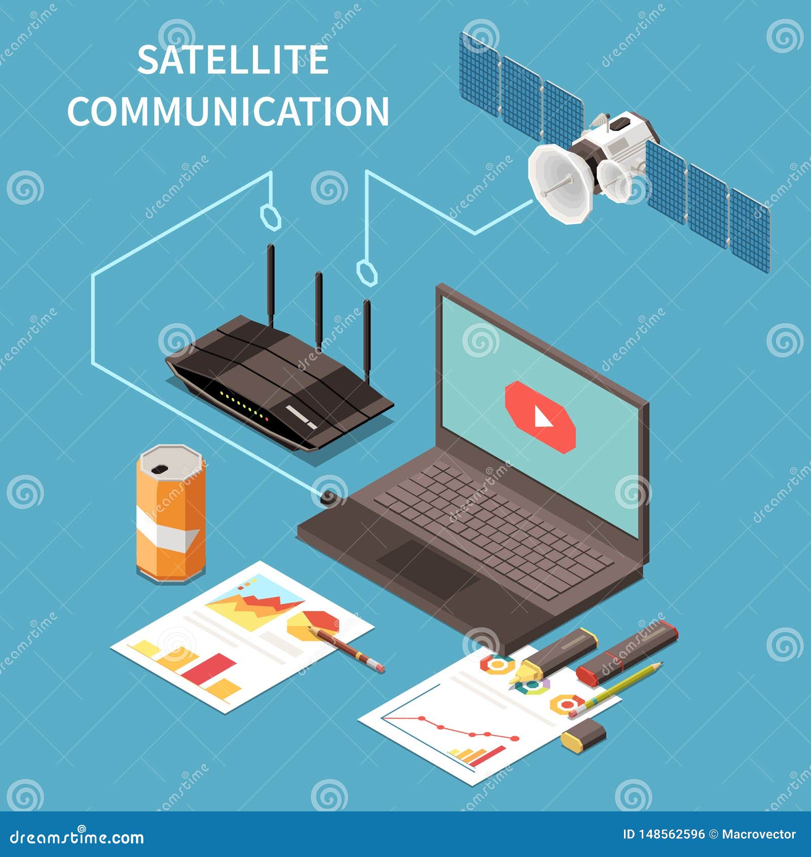 Telecommunication Isometric Flowchart Vector Illustration ...