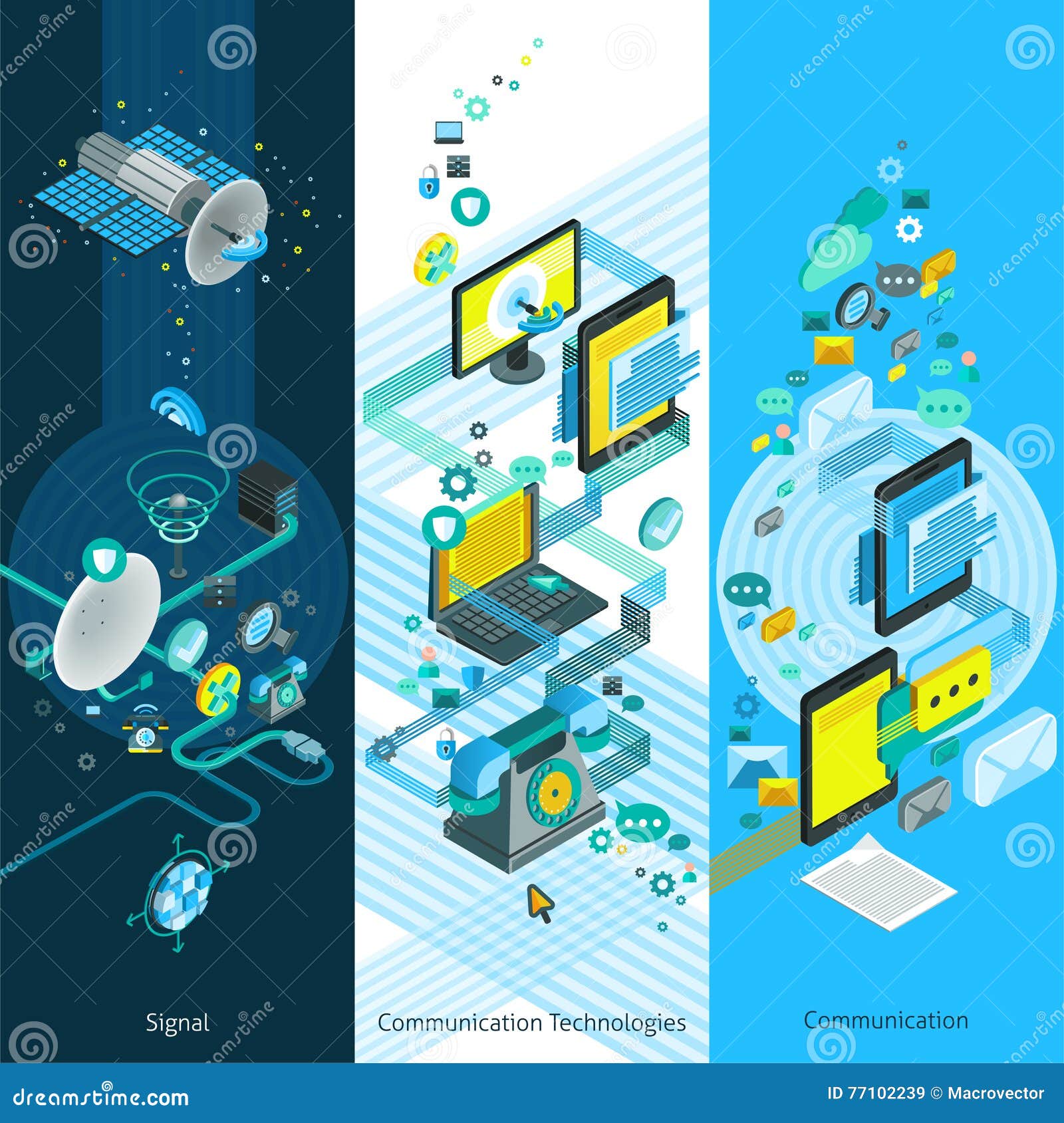 Telecommunication Isometric Flowchart Vector Illustration ...