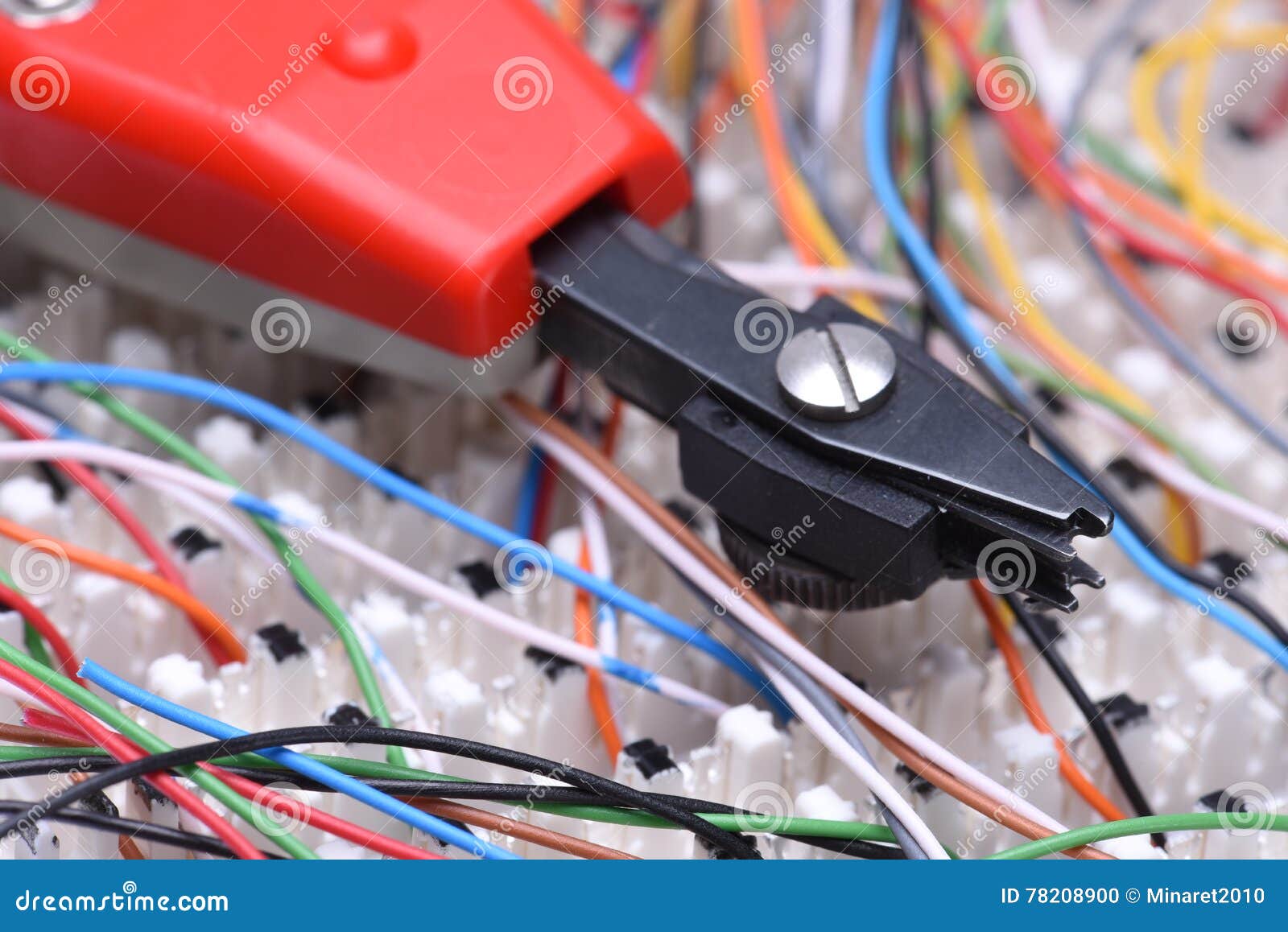 Telecommunication Main Distribution Frame with Cables and Punching Tool ...