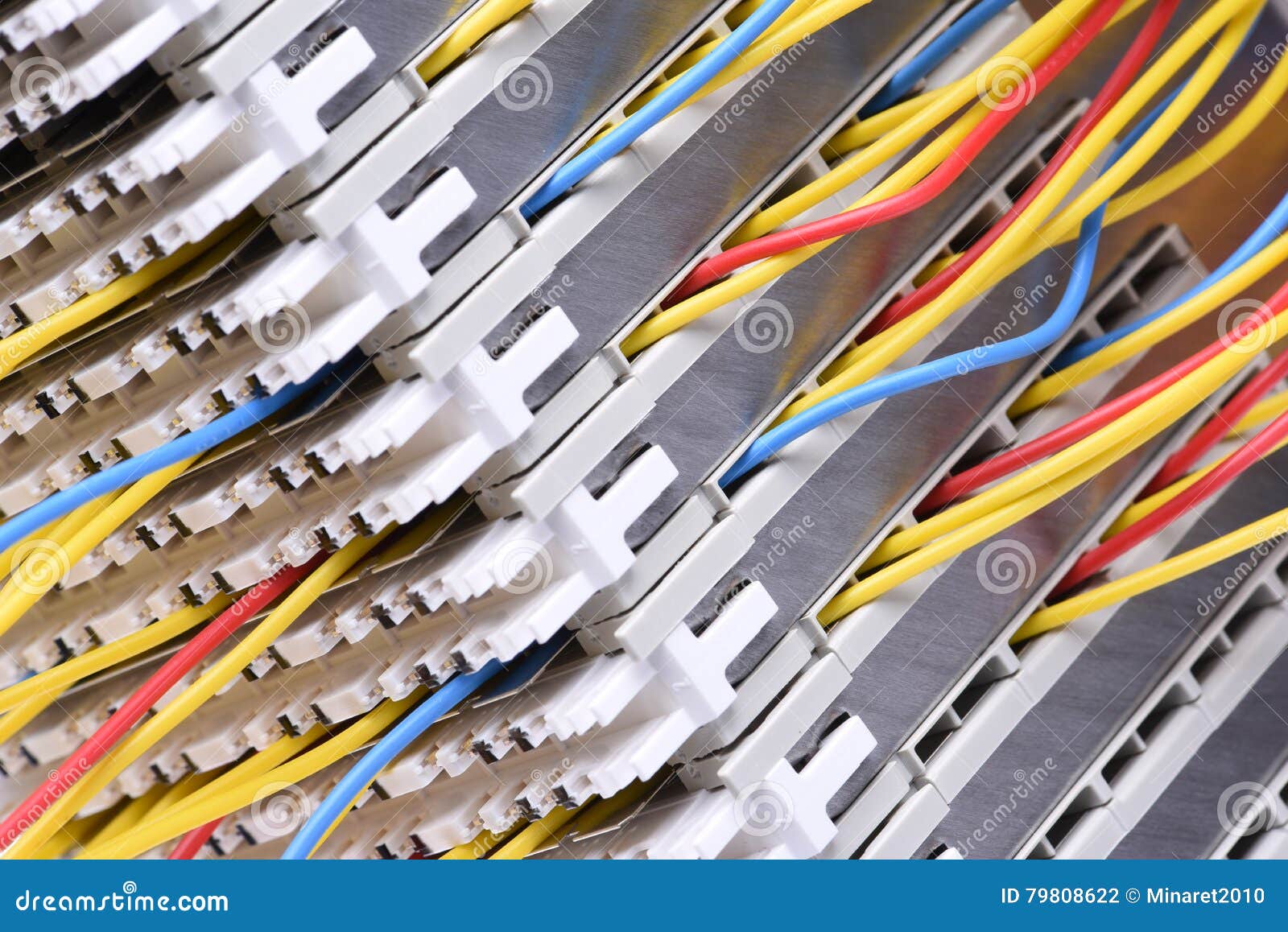 Telecommunication Main Distribution Frame with Colorful Cables Stock ...
