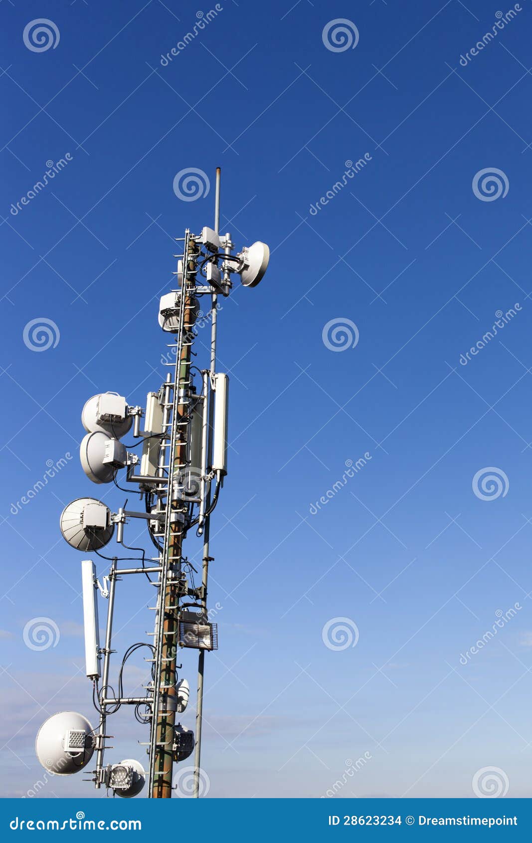Telecommunication Mast with Antennas Stock Photo - Image of frame, blue ...