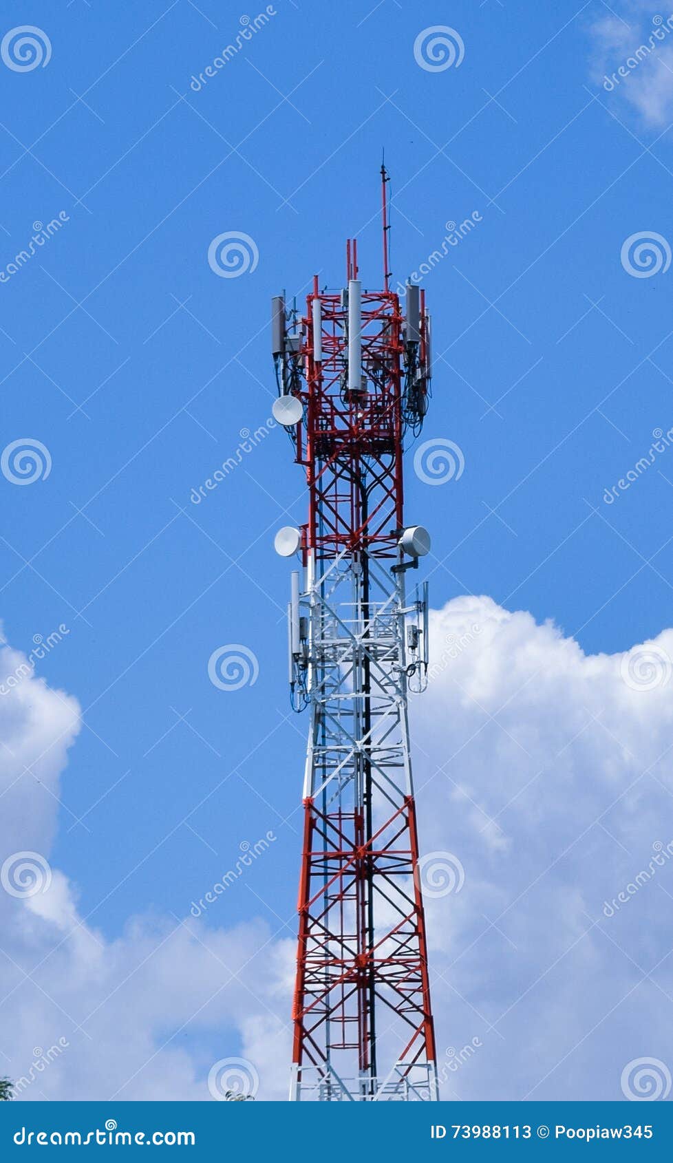 Telecommunication Mast with Microwave Link. Stock Image - Image of blue ...