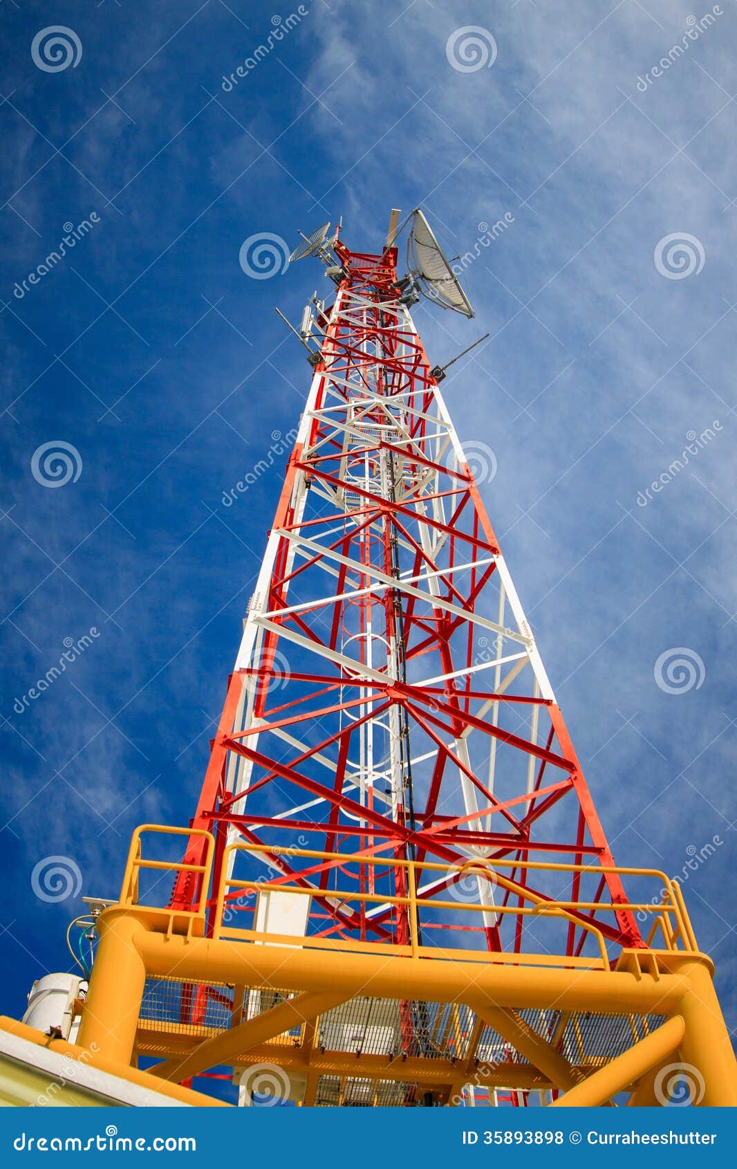 Telecommunication Mast with Microwave Link Stock Photo - Image of ...