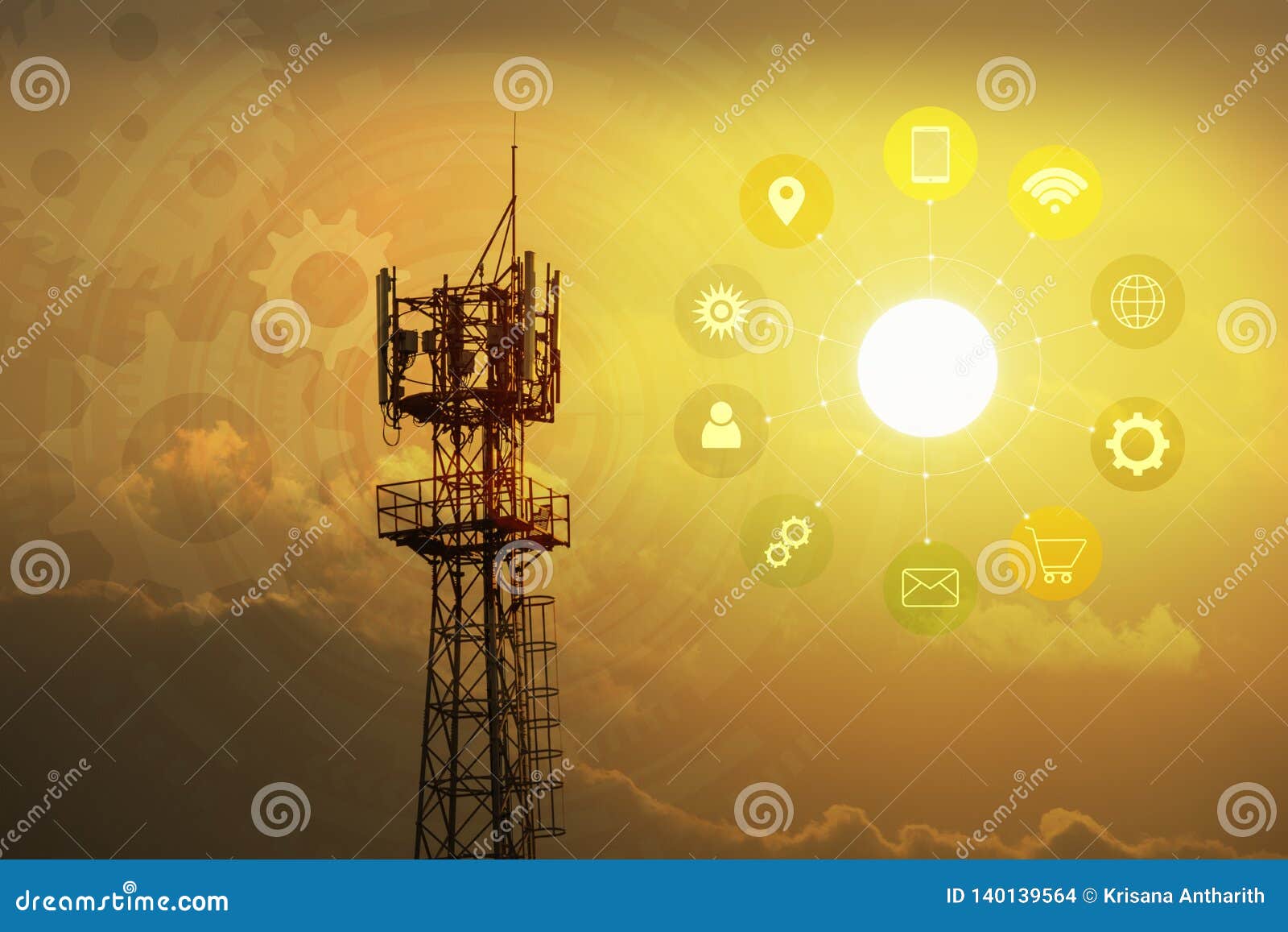 Telecommunication Mast TV Antennas Wireless Technology with Icon for ...