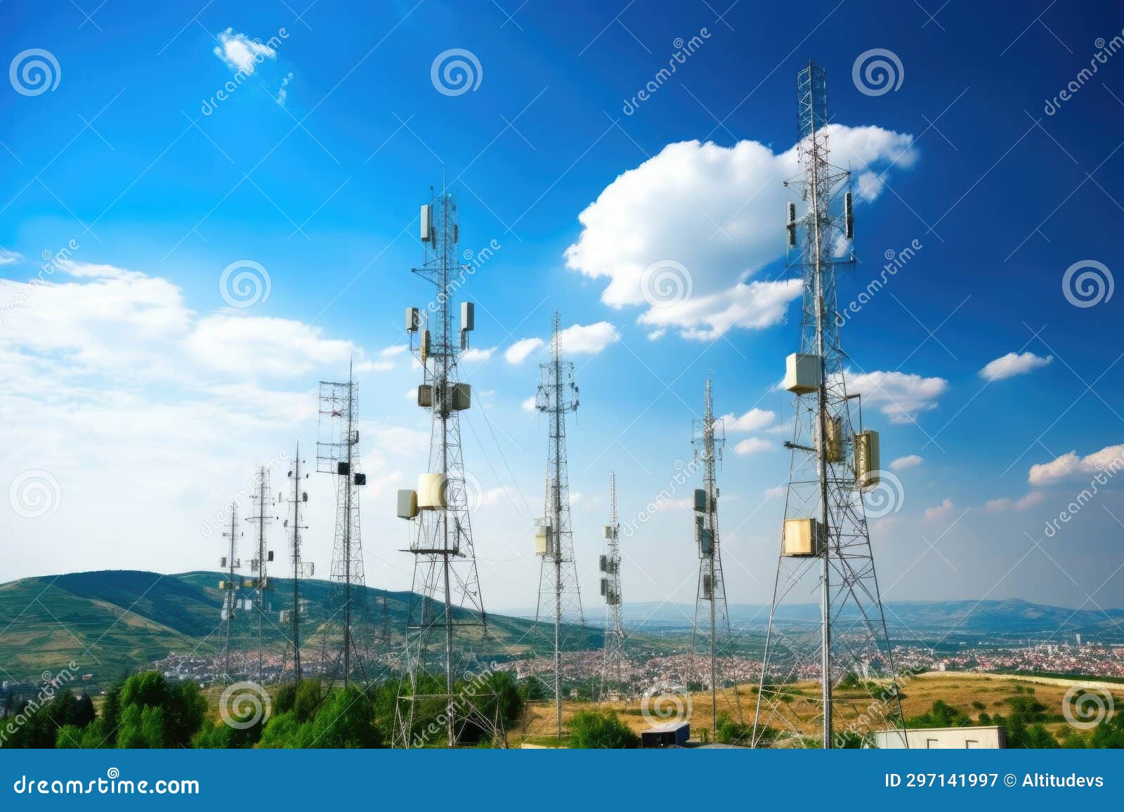 Telecommunication Masts with an Array of Antennas Stock Image - Image ...