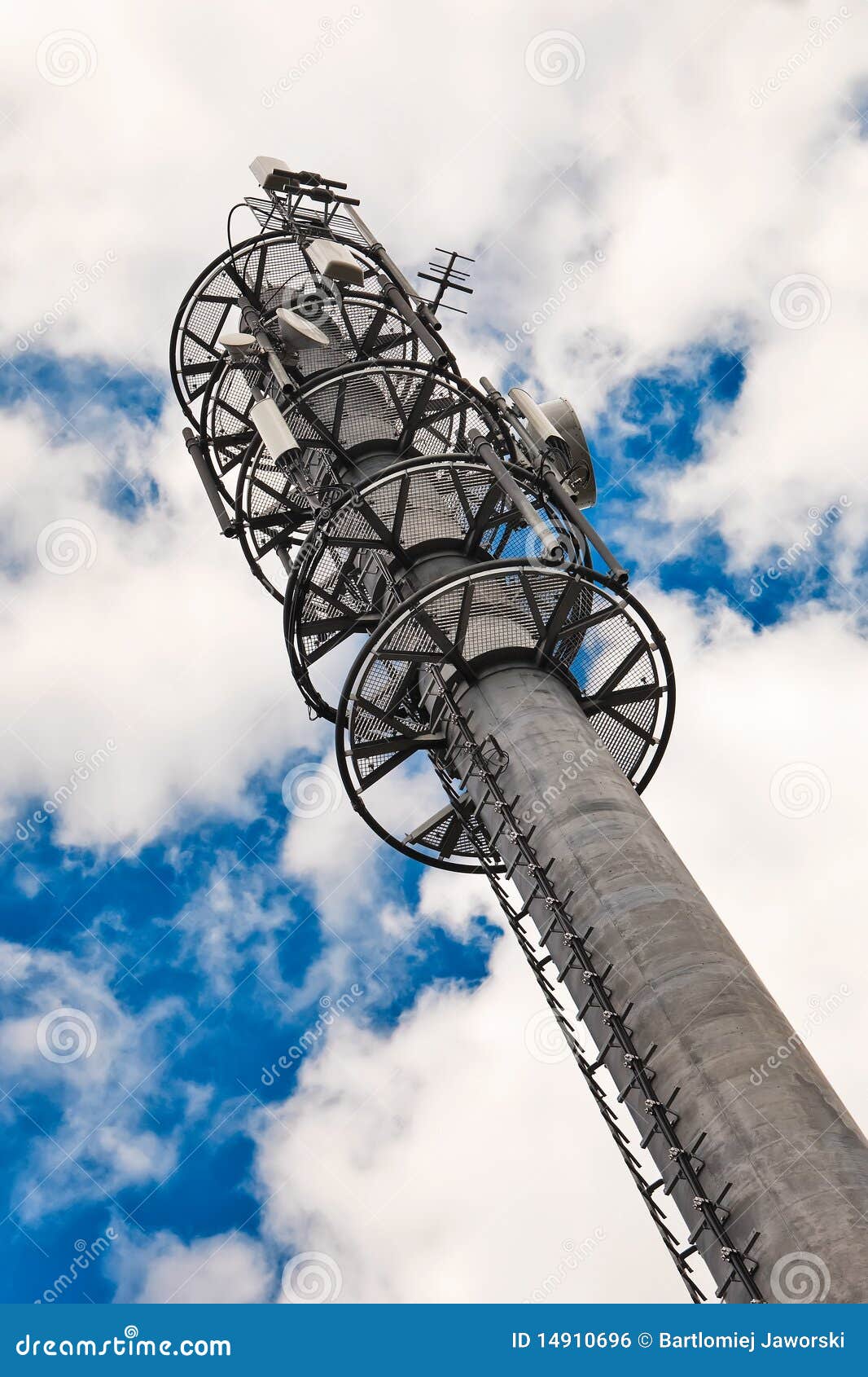 Telecommunication Monopole Tower. Stock Photo - Image of microwave ...