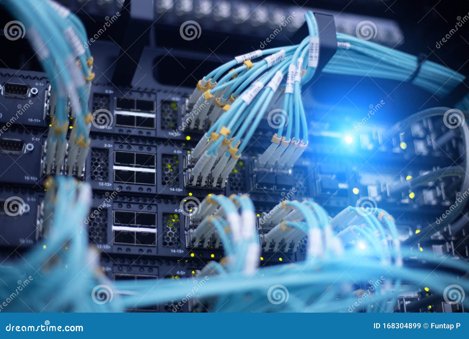 Rack With Telecommunication Equipment Is In The Data Center Server Room ...