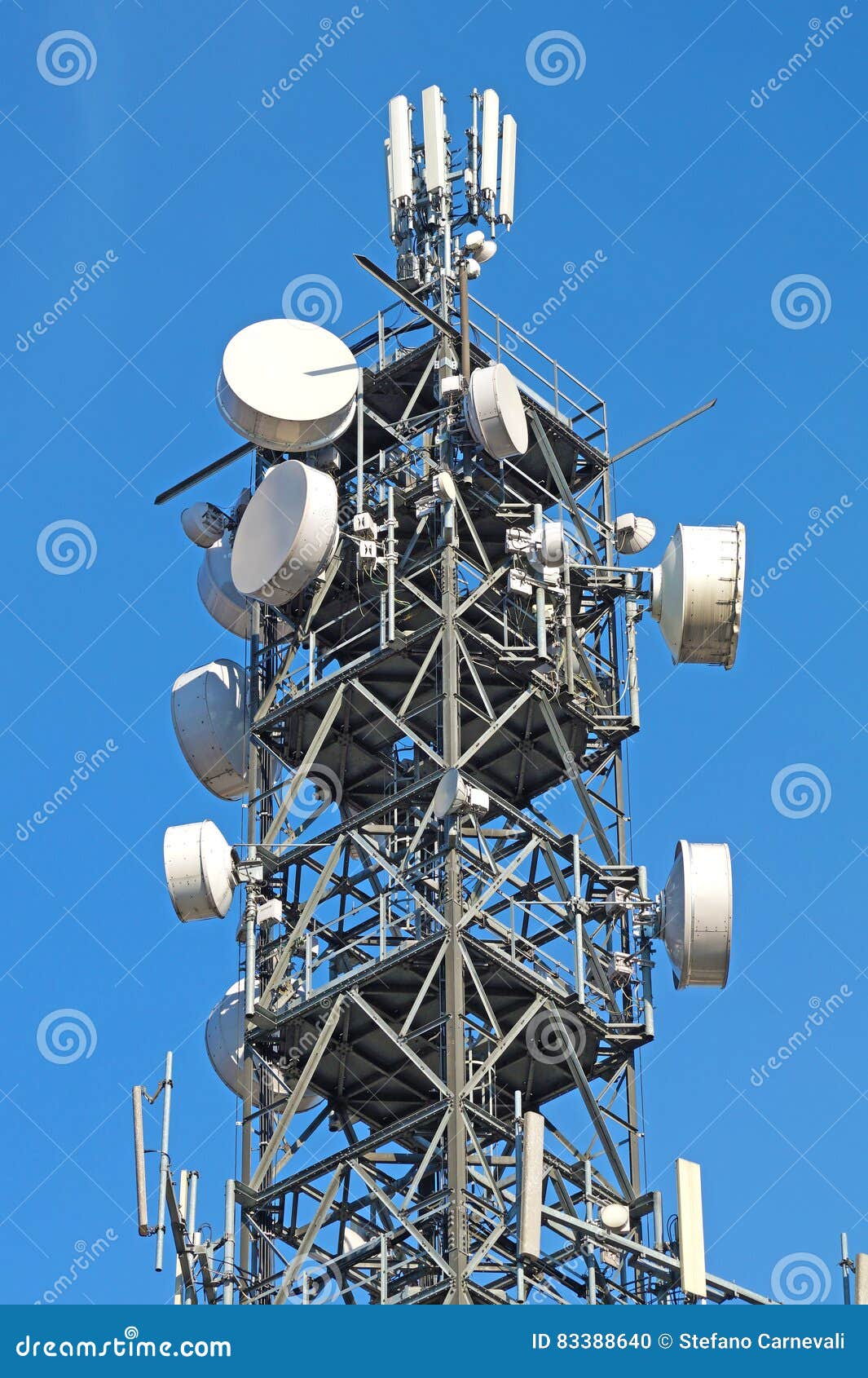 Telecommunication Pole Tower Television Antennas with Blue Sky Stock ...