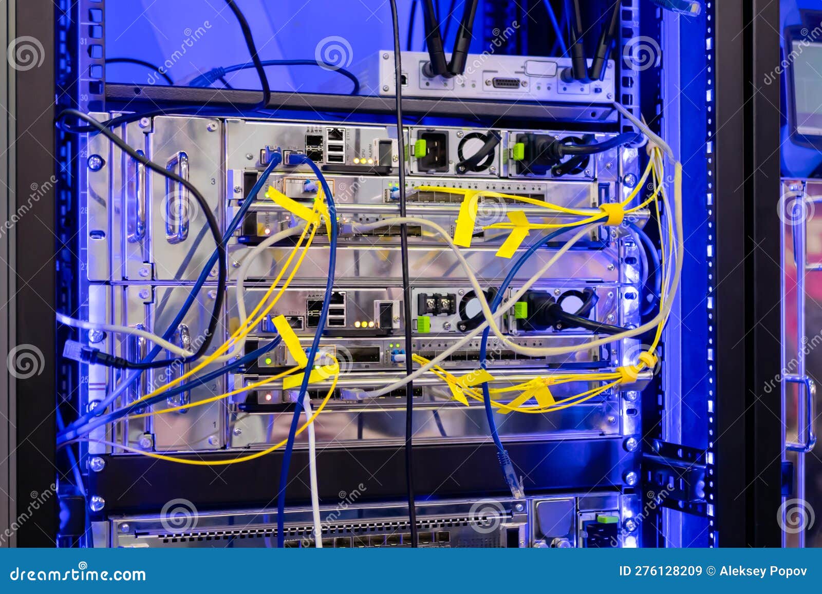 Telecommunication Technology Equipment - Fiber Optic Cables and Switch ...