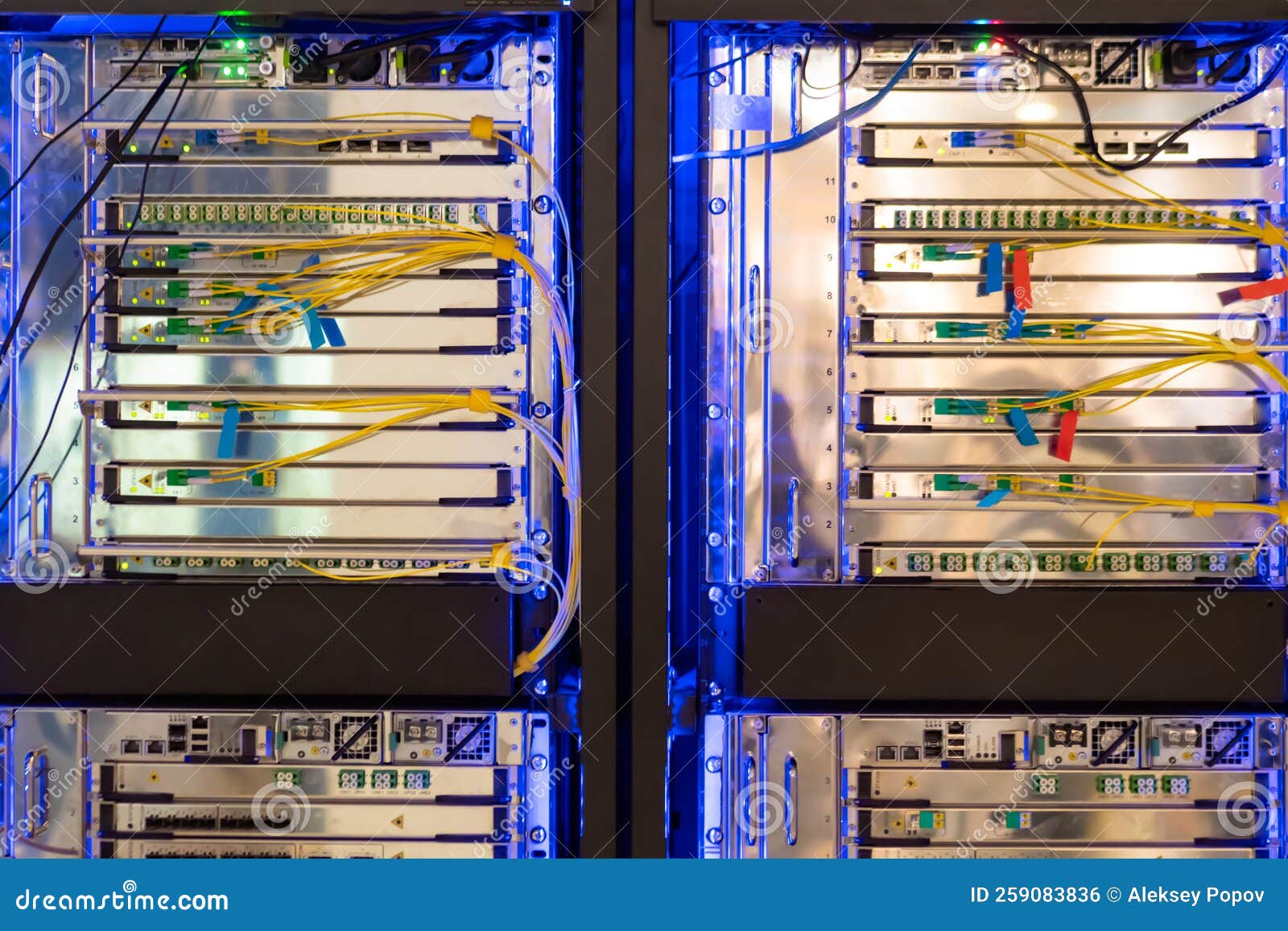 Telecommunication Technology Equipment - Fiber Optic Cables and Switch ...