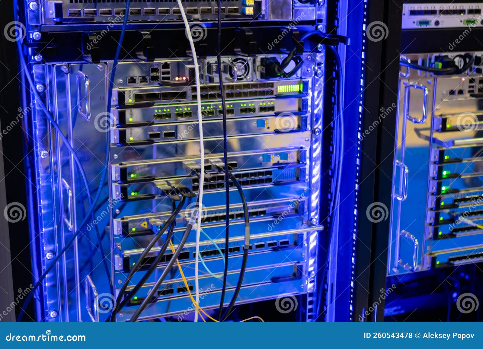 Telecommunication Technology Equipment - Fiber Optic Cables and Switch ...