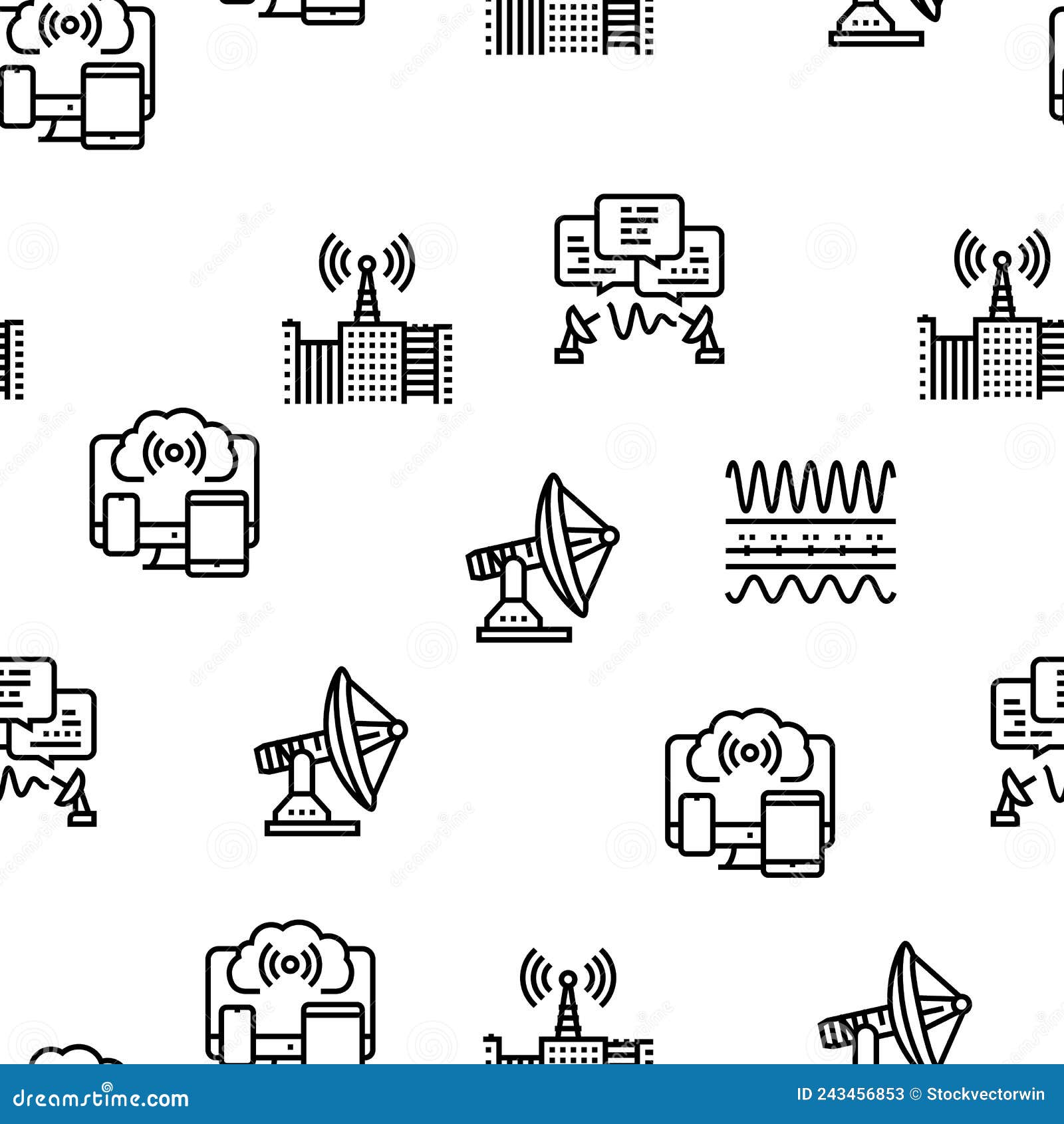 Telecommunication Technology Vector Seamless Pattern Stock Illustration ...