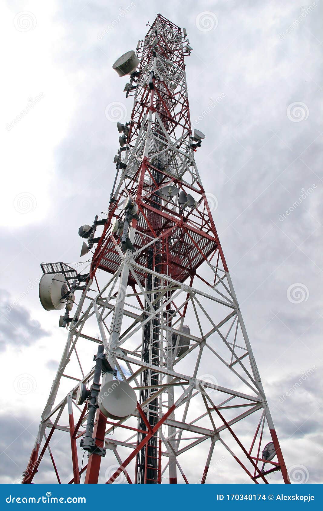 Telecommunication tower stock photo. Image of transmission - 170340174