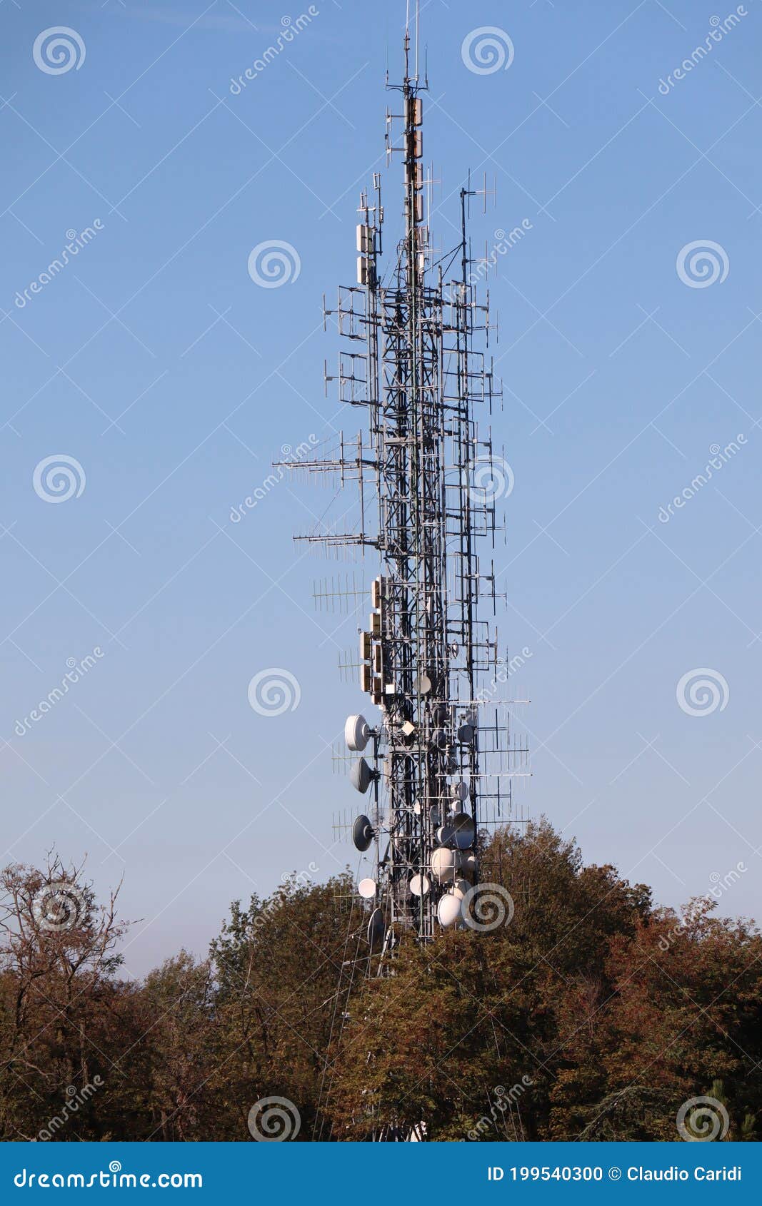 Telecommunication Tower with Antennas. Stock Photo - Image of dish ...