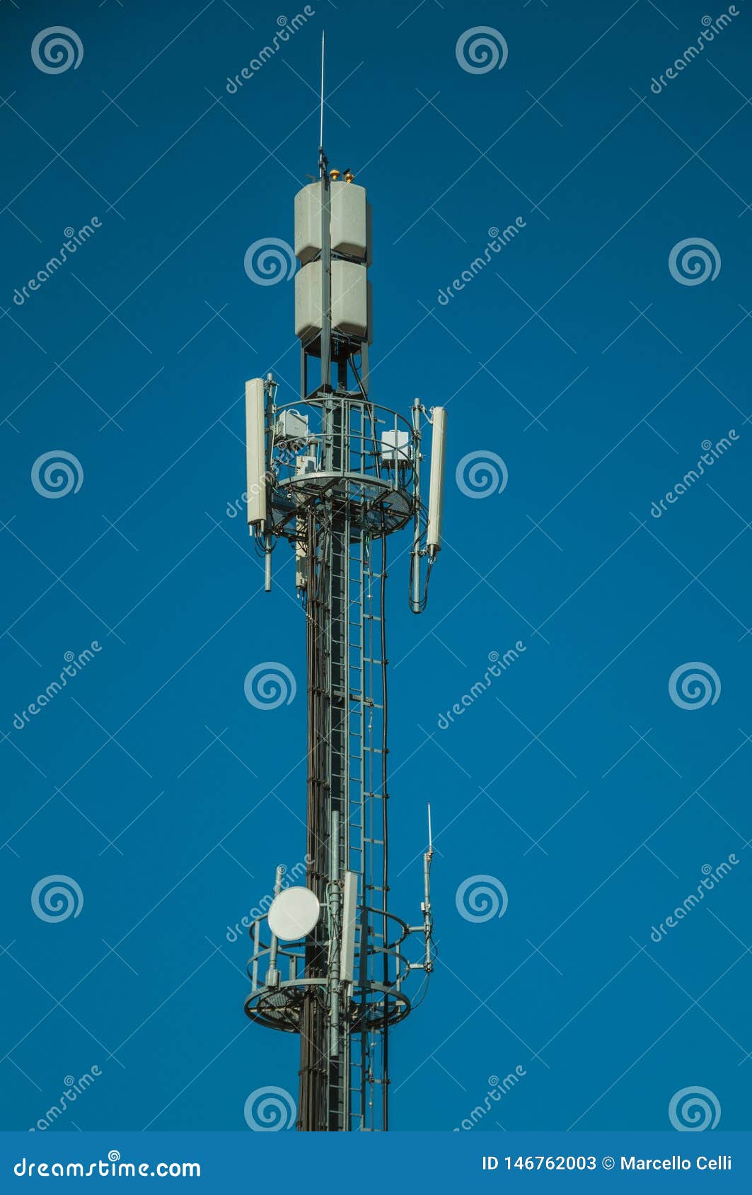 Telecommunication Tower with Antennas Stock Image - Image of estrela ...