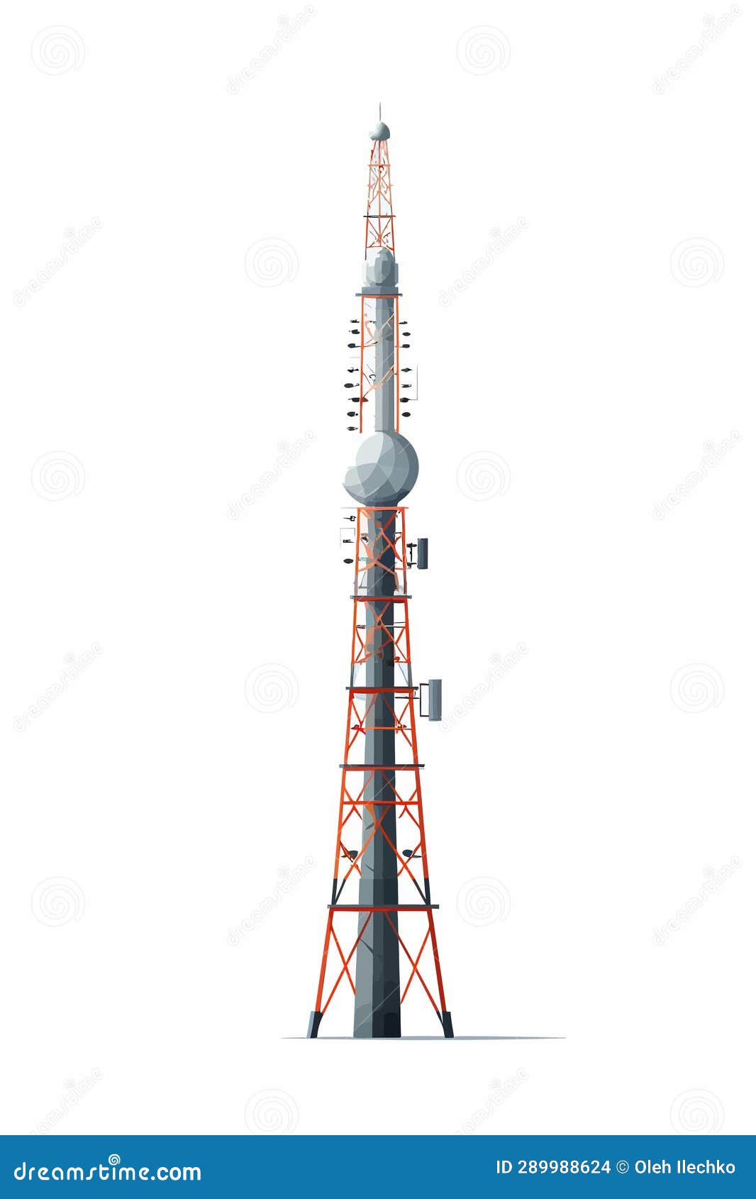 Telecommunication Tower with Antennas Vector Isolated Illustration ...