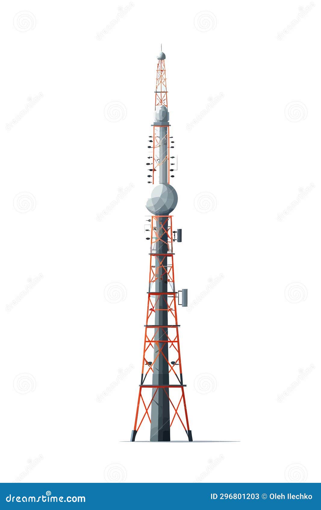 Telecommunication Tower with Antennas Vector Isolated Illustration ...