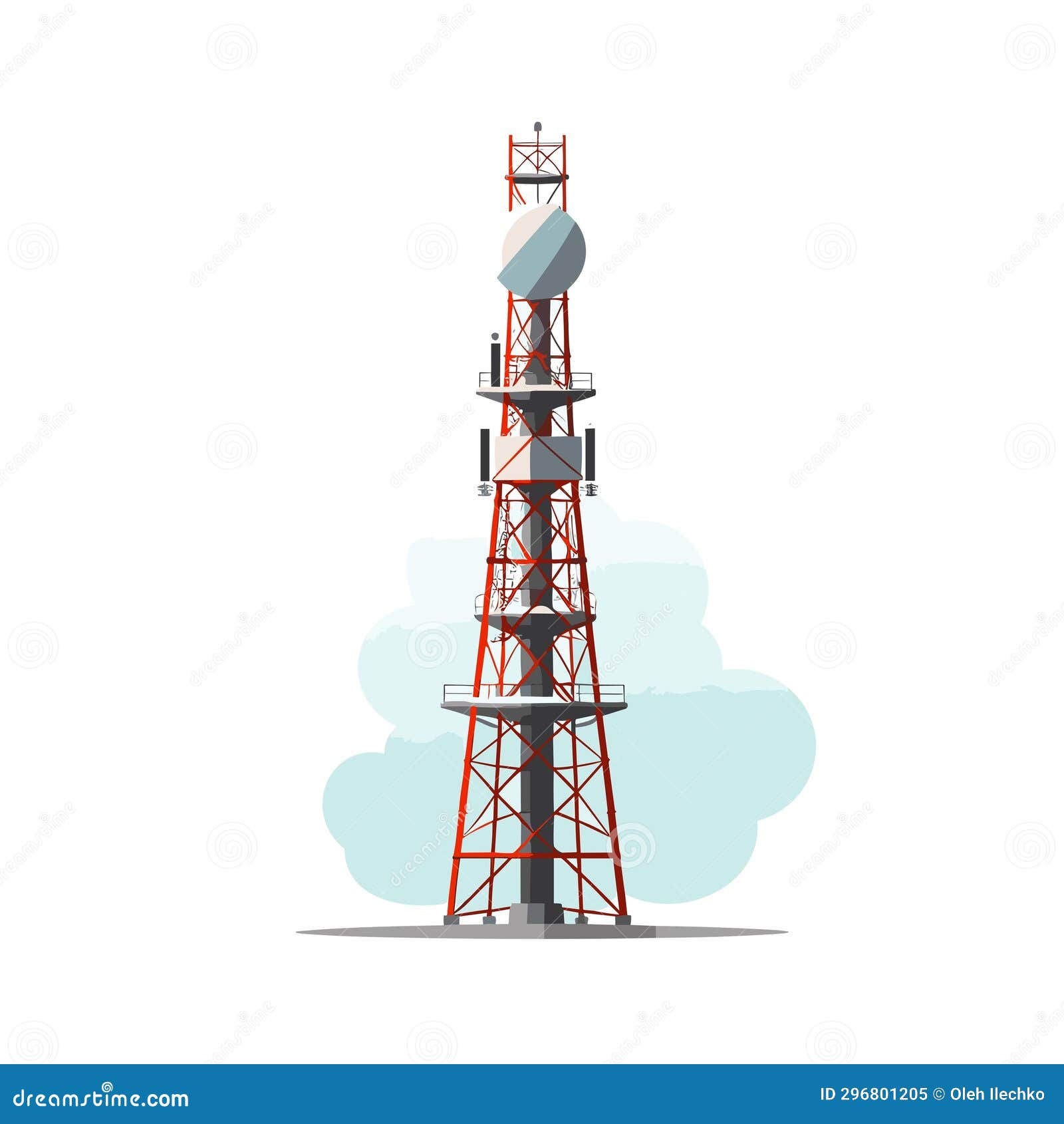 Telecommunication Tower With Antennas Vector Isolated Illustration ...