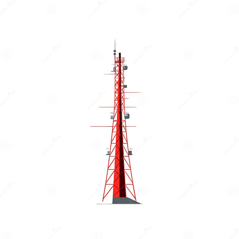 Telecommunication Tower with Antennas Vector Isolated Illustration ...