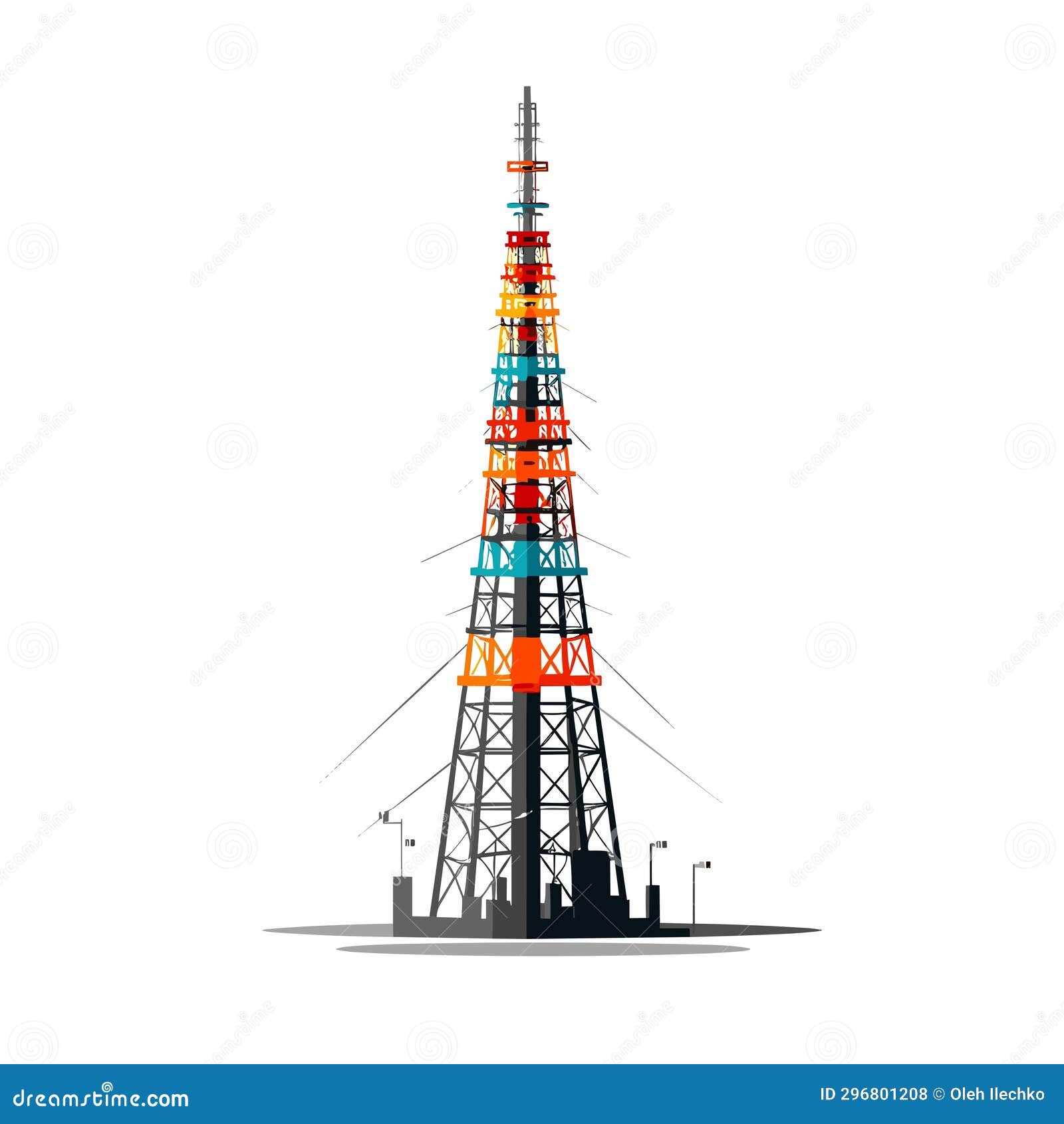 Telecommunication Tower with Antennas Vector Isolated Illustration ...