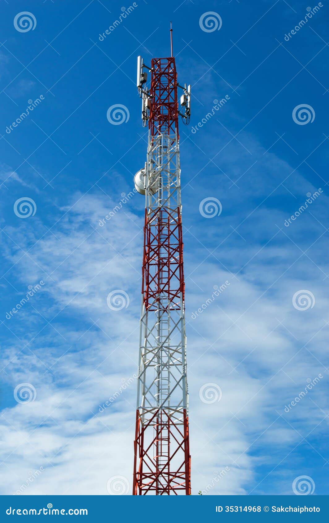 Telecommunication Tower with Cell Phone Antenna System Stock Photo ...