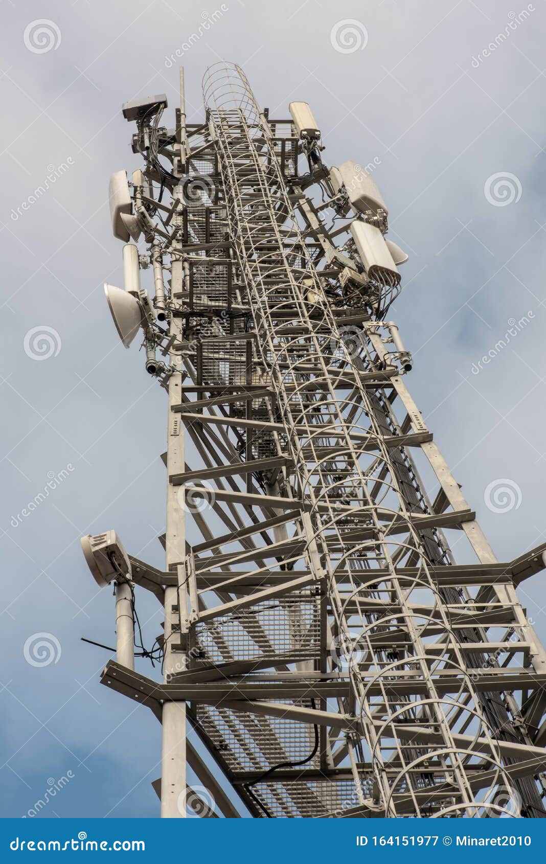 Telecommunication Tower with Cellular Base Station Stock Image - Image ...