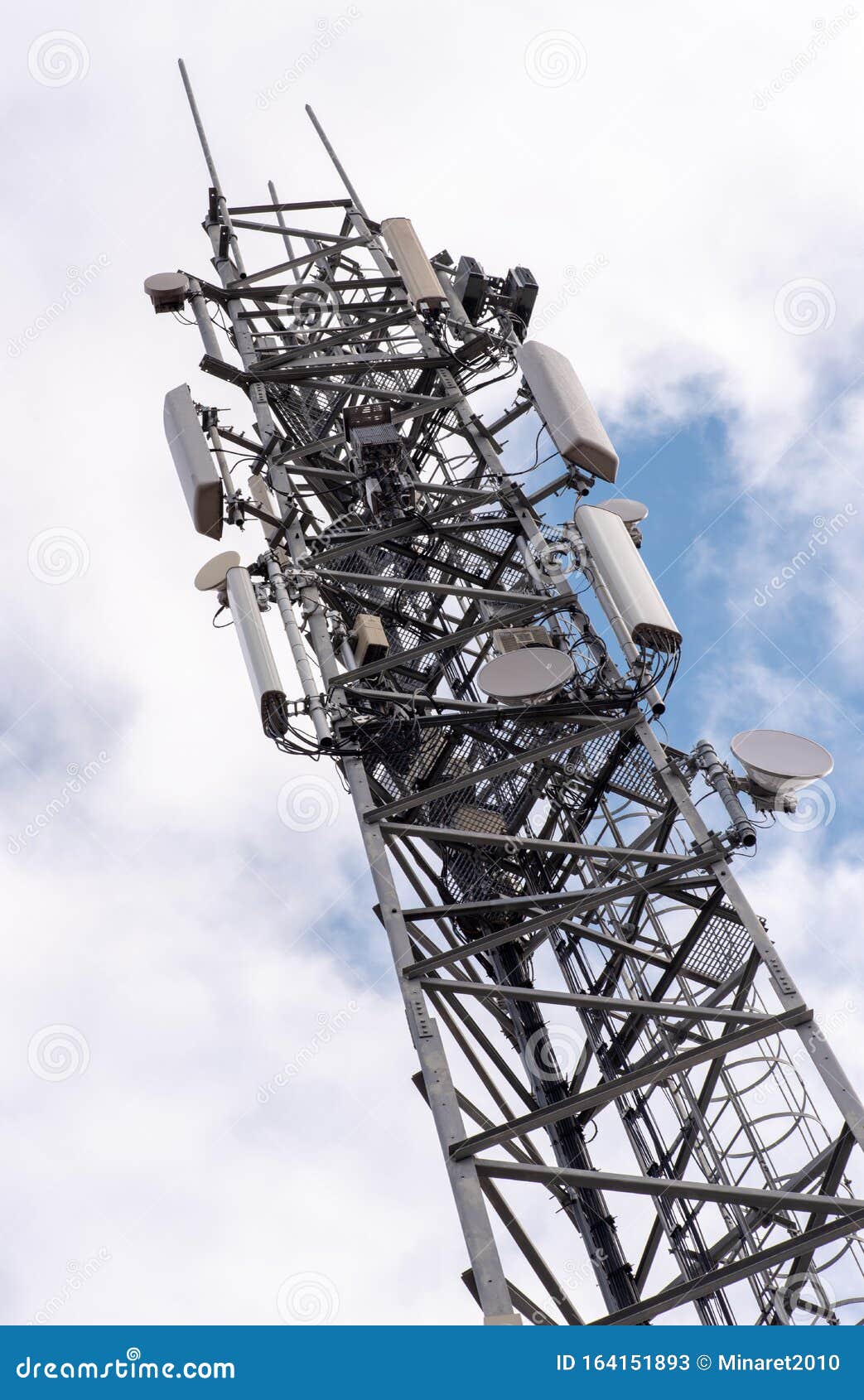 Telecommunication Tower with Cellular Base Station Stock Image - Image ...