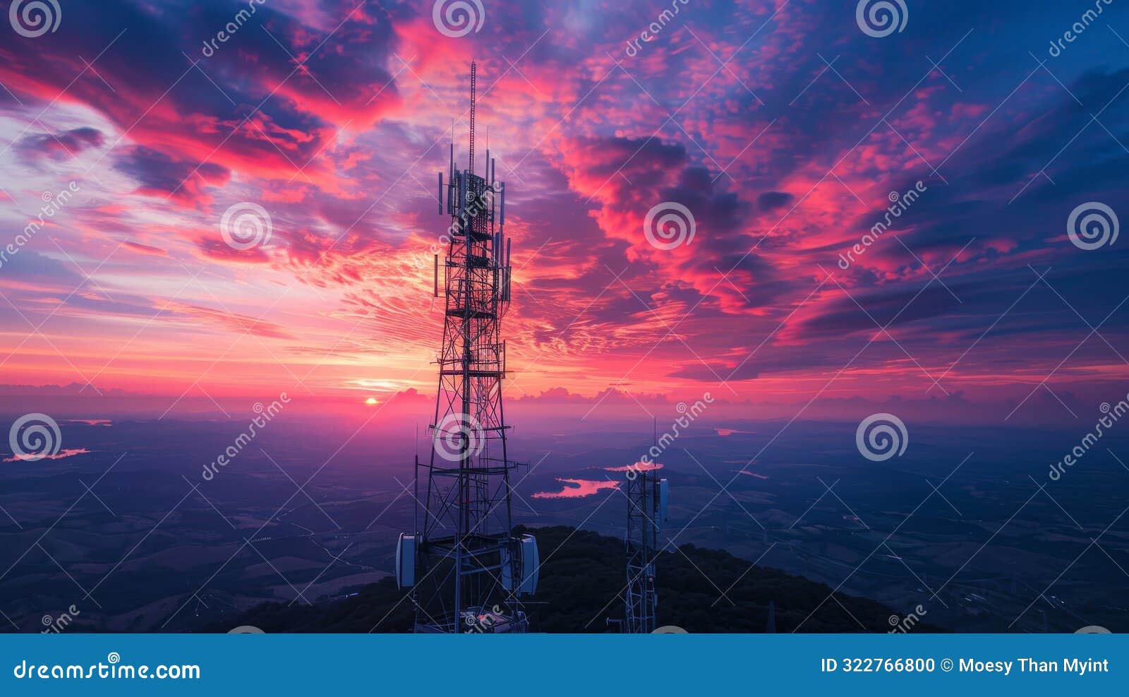 Telecommunication Tower With Cellular Network Antenna, Antenna Tower ...