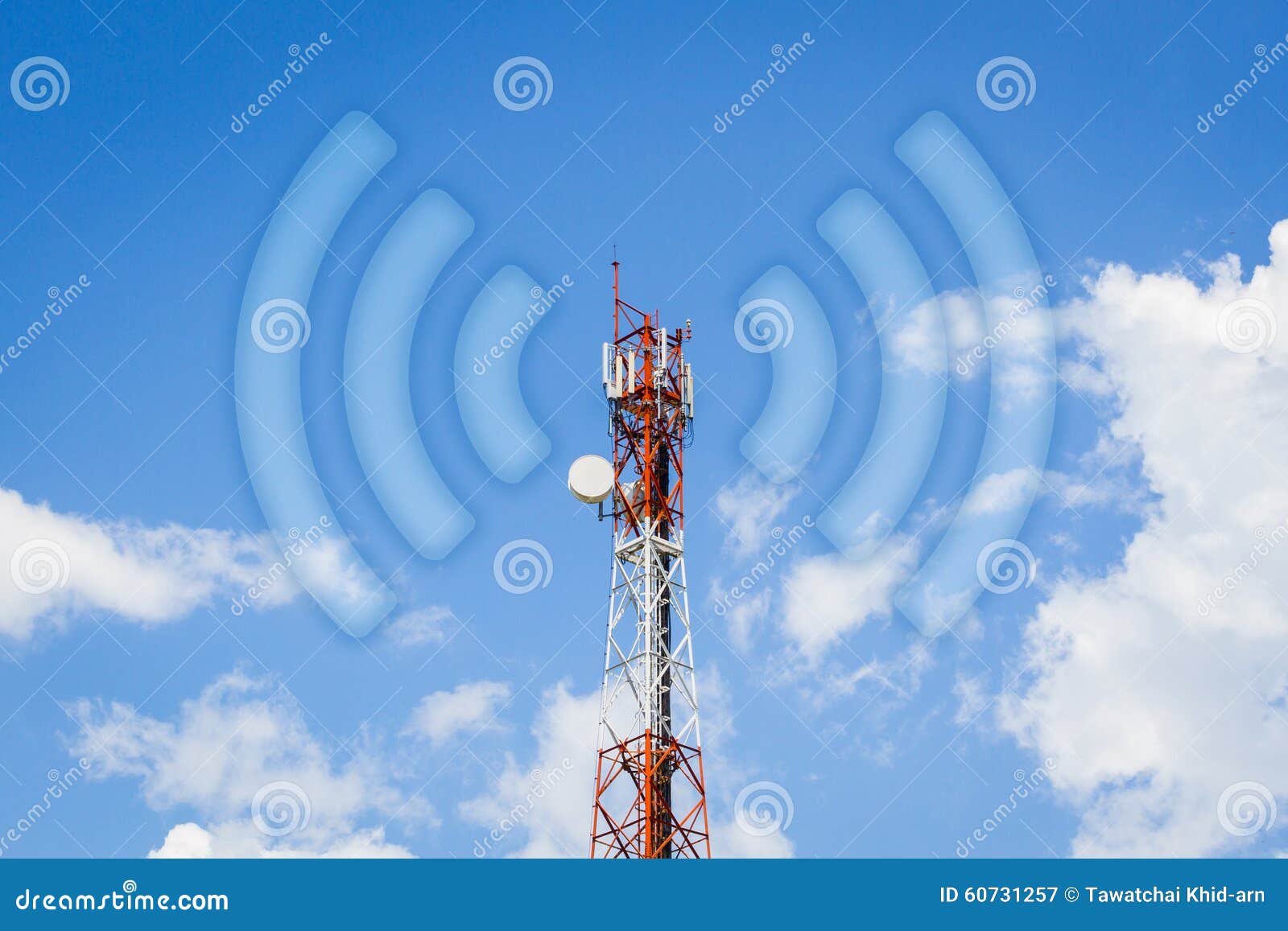 Telecommunication Tower Communication Tower with Wi-fi Wave Stock Image ...