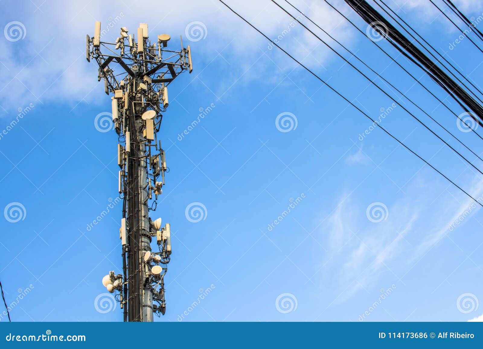 Telecommunication Tower in Sao Paulo Stock Photo - Image of electric ...